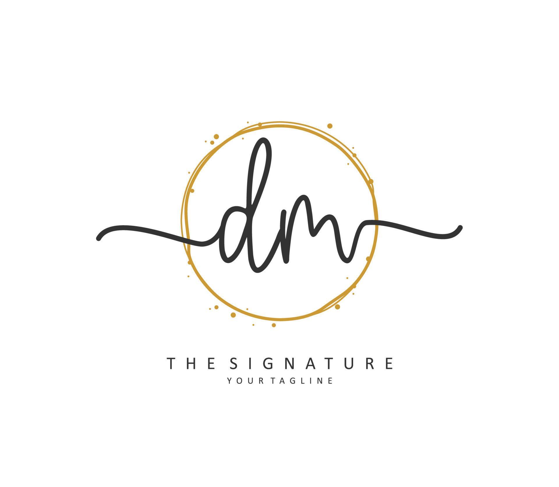 D M DM Initial letter handwriting and signature logo. A concept handwriting initial logo with ...