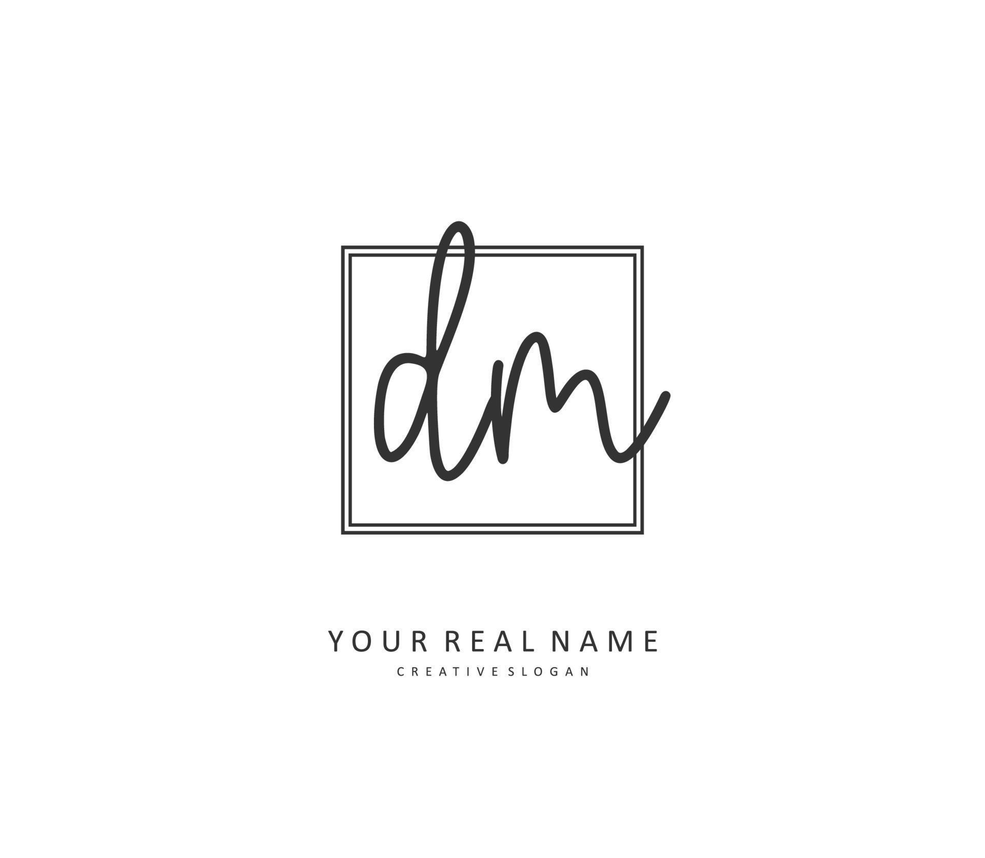D M DM Initial letter handwriting and signature logo. A concept handwriting initial logo with ...