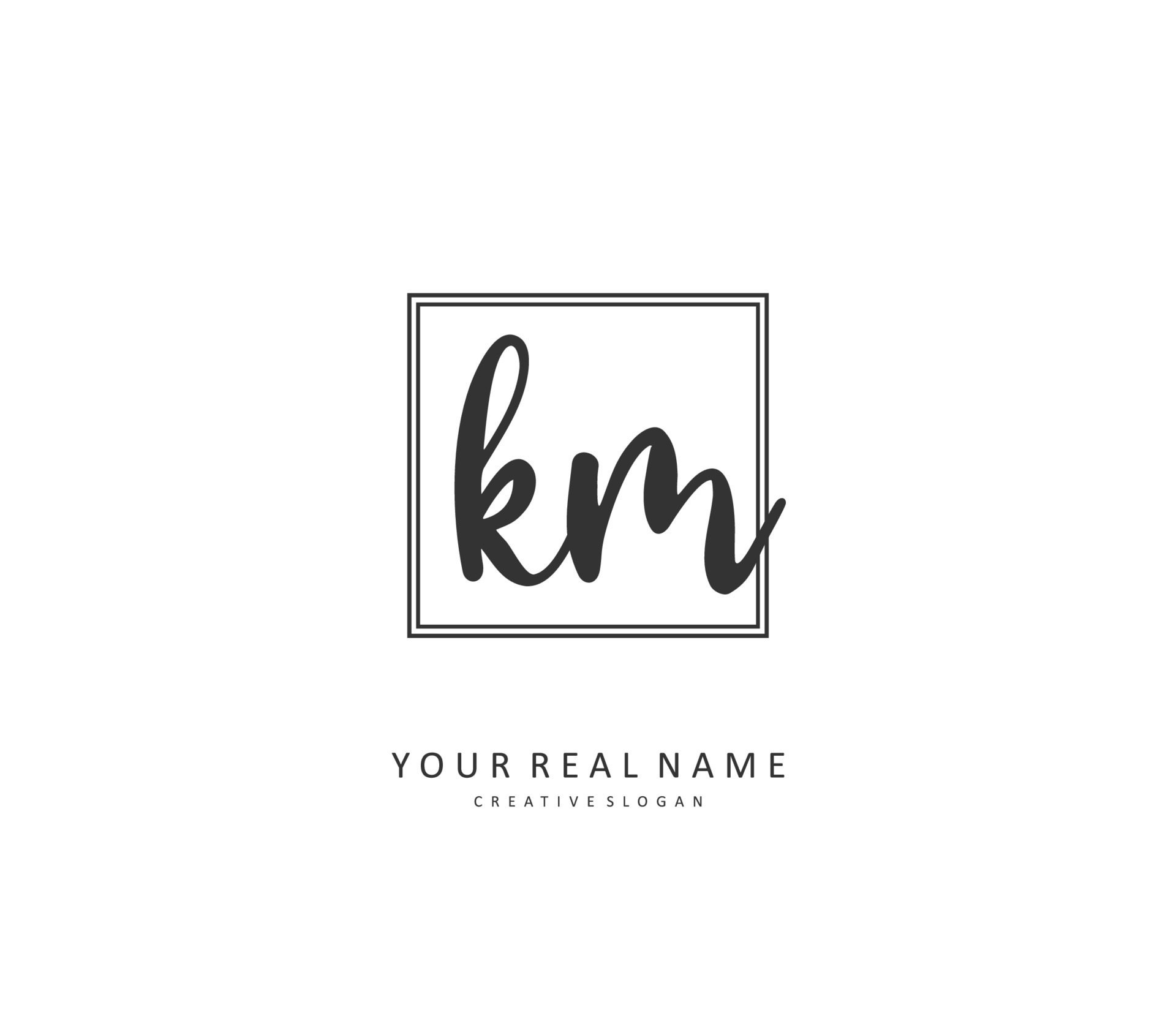 K M KM Initial letter handwriting and signature logo. A concept handwriting initial logo with ...