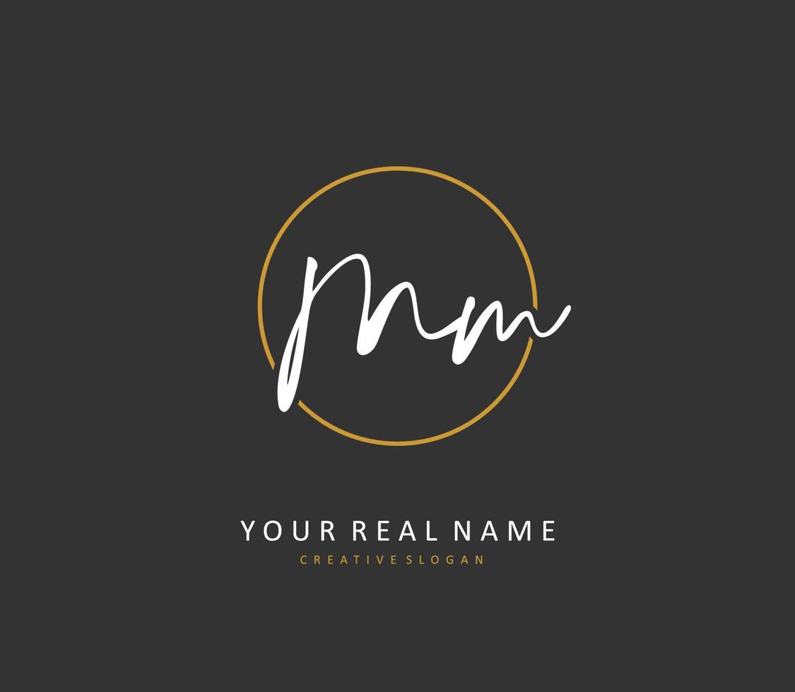 M MM Initial letter handwriting and signature logo. A concept handwriting initial logo with ...