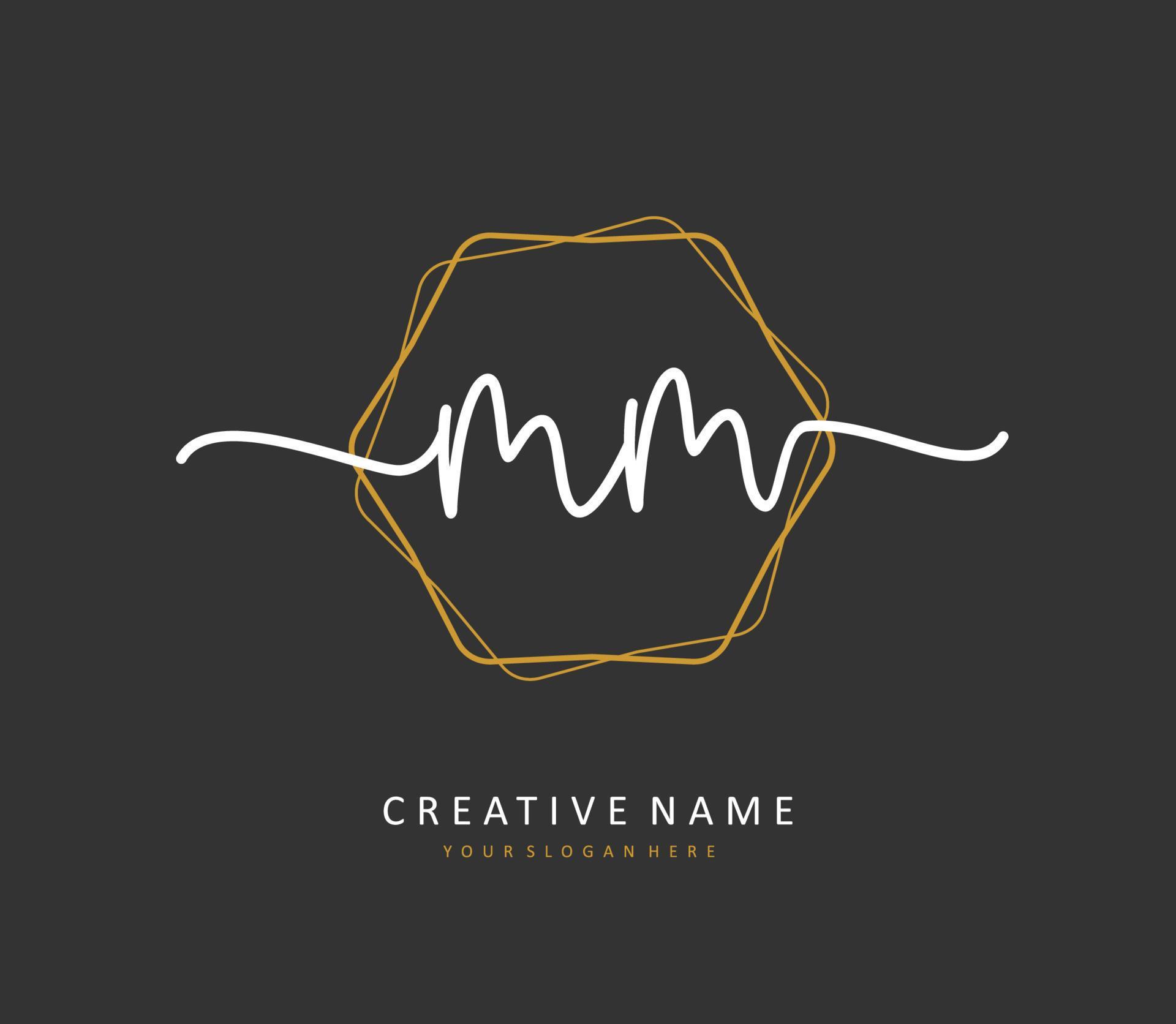 M MM Initial letter handwriting and signature logo. A concept handwriting initial logo with ...