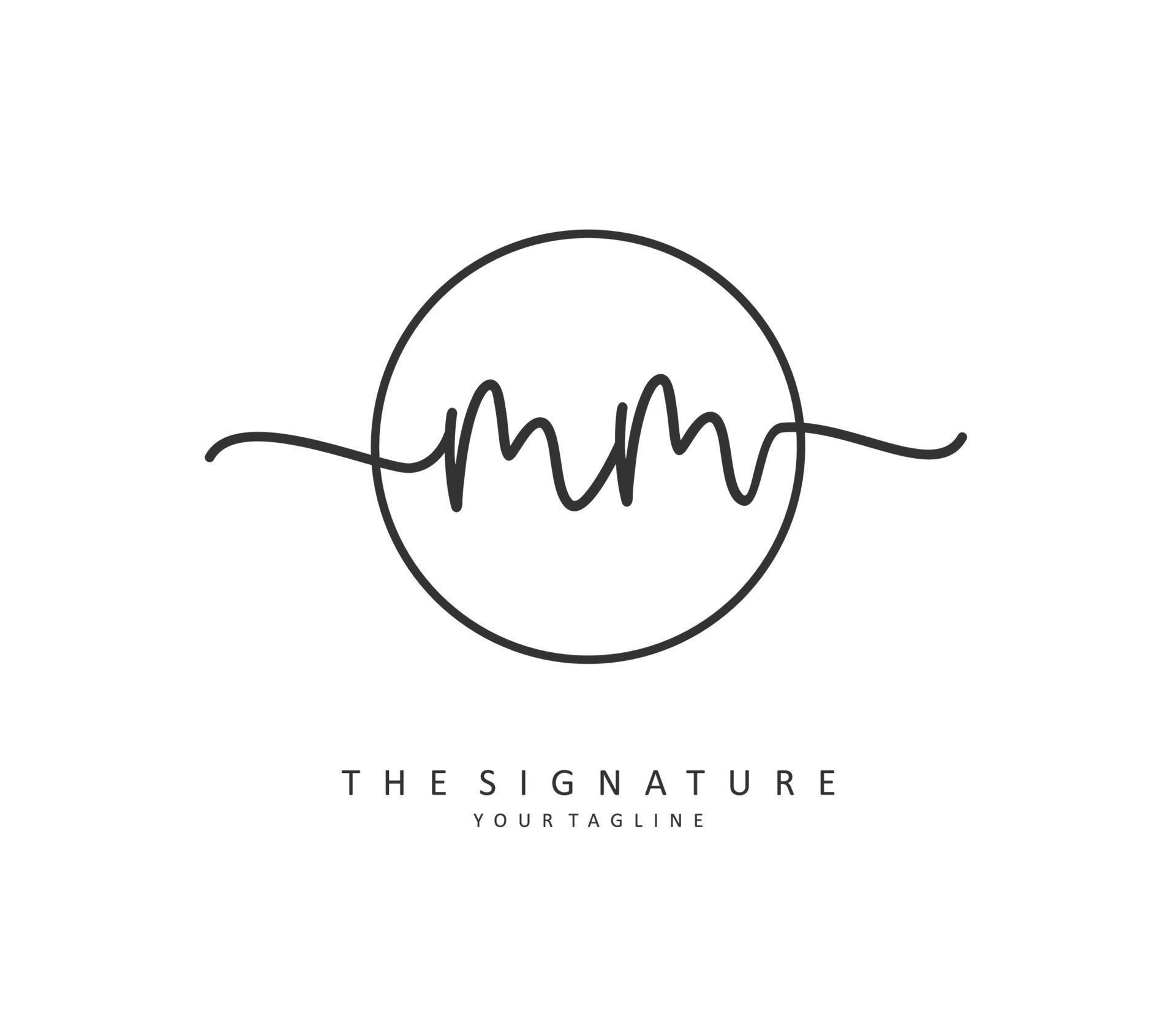 M MM Initial letter handwriting and signature logo. A concept handwriting initial logo with ...