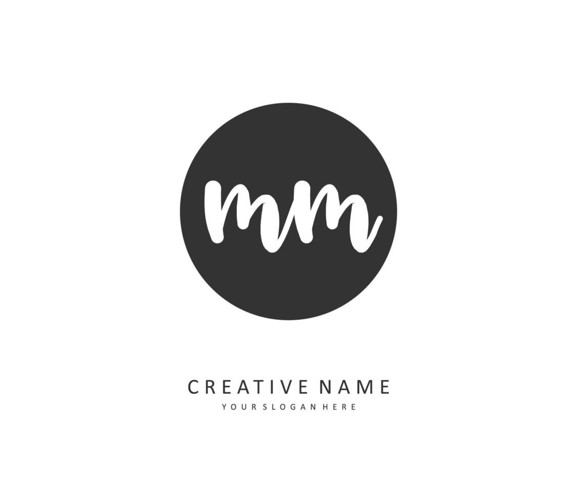M MM Initial letter handwriting and signature logo. A concept handwriting initial logo with ...