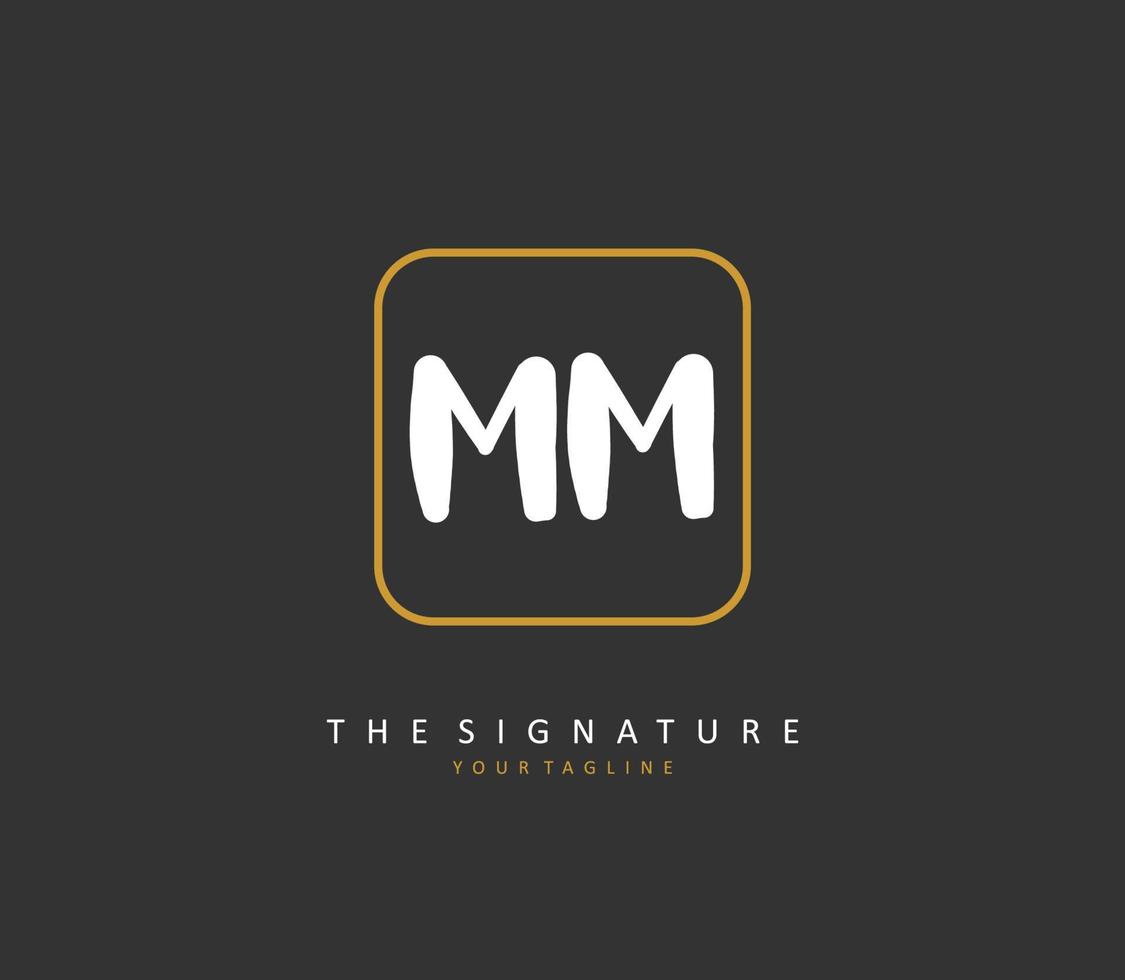 M MM Initial letter handwriting and signature logo. A concept handwriting initial logo with ...