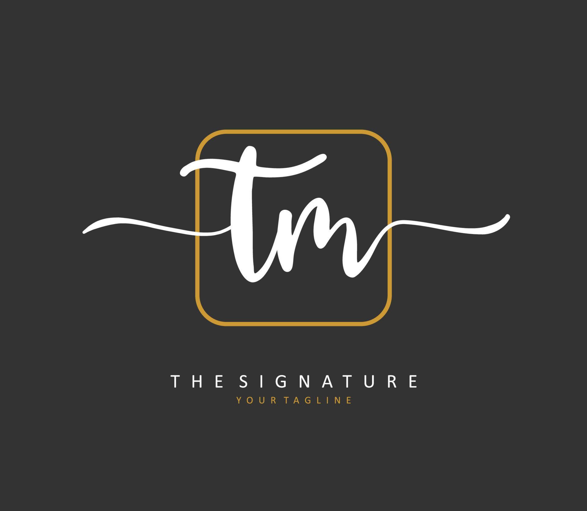 T M TM Initial letter handwriting and signature logo. A concept ...