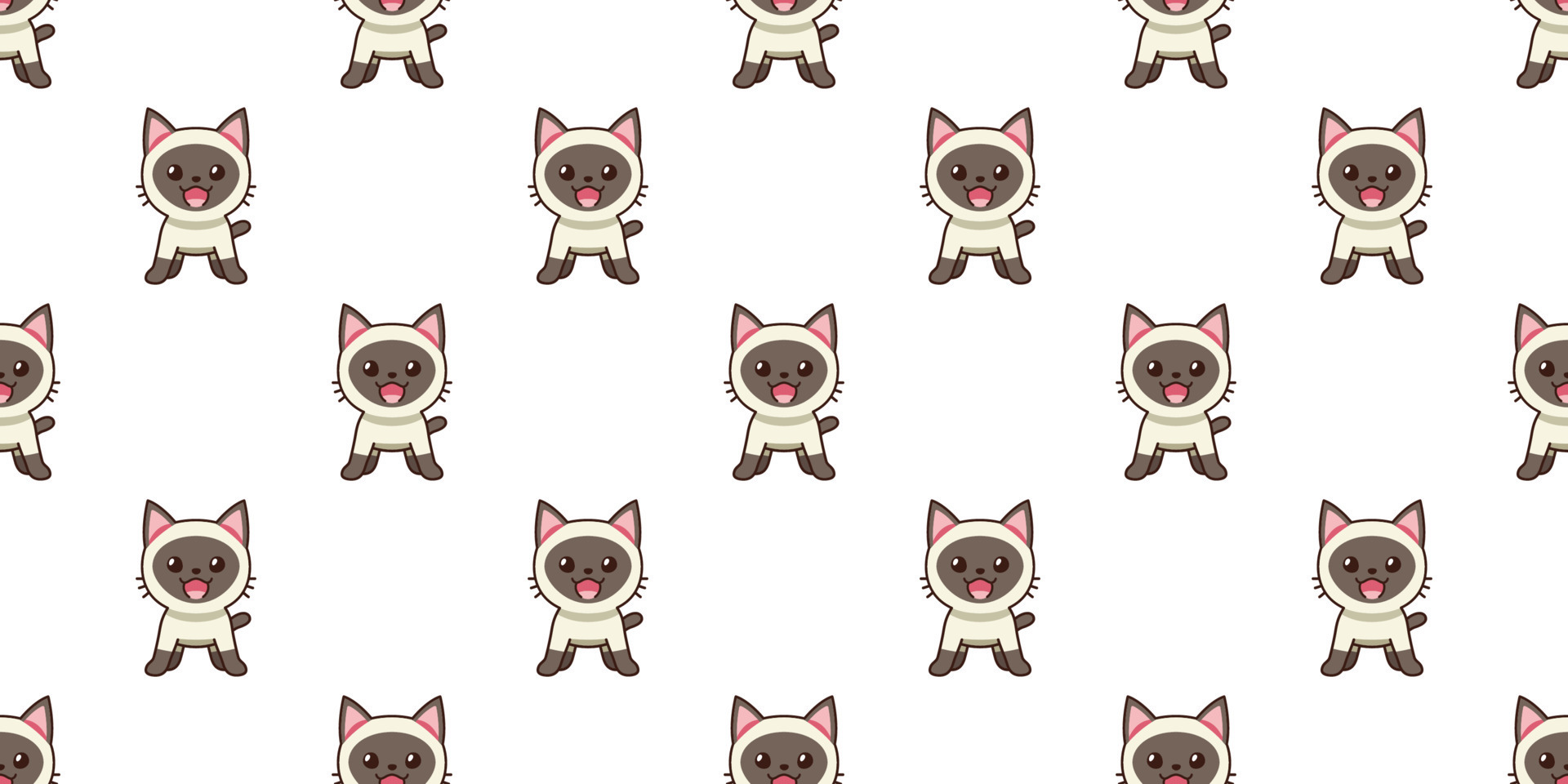 Vector cartoon character siamese cat seamless pattern background ... Vector cartoon character siamese cat seamless pattern background ...