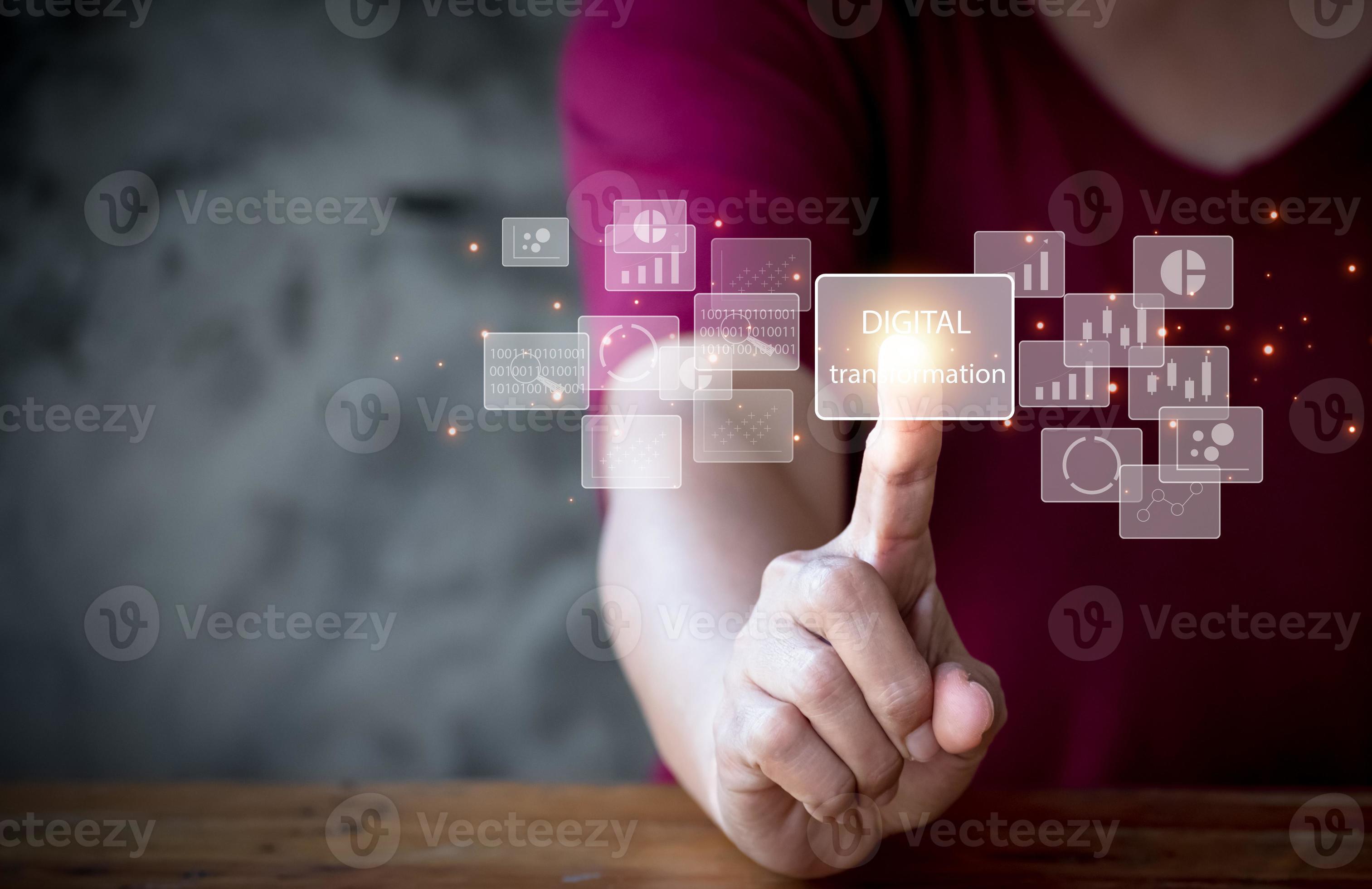 businesswoman working with new modern computer show social network ...