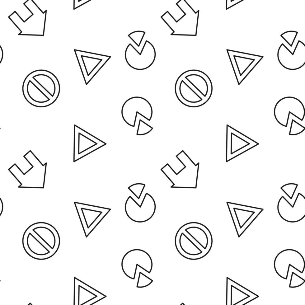 Seamless vector repeating pattern of pie chart, prohibition sign, house ...