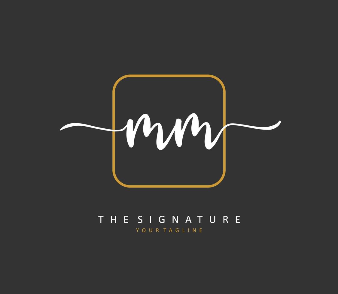 M MM Initial letter handwriting and signature logo. A concept handwriting initial logo with ...