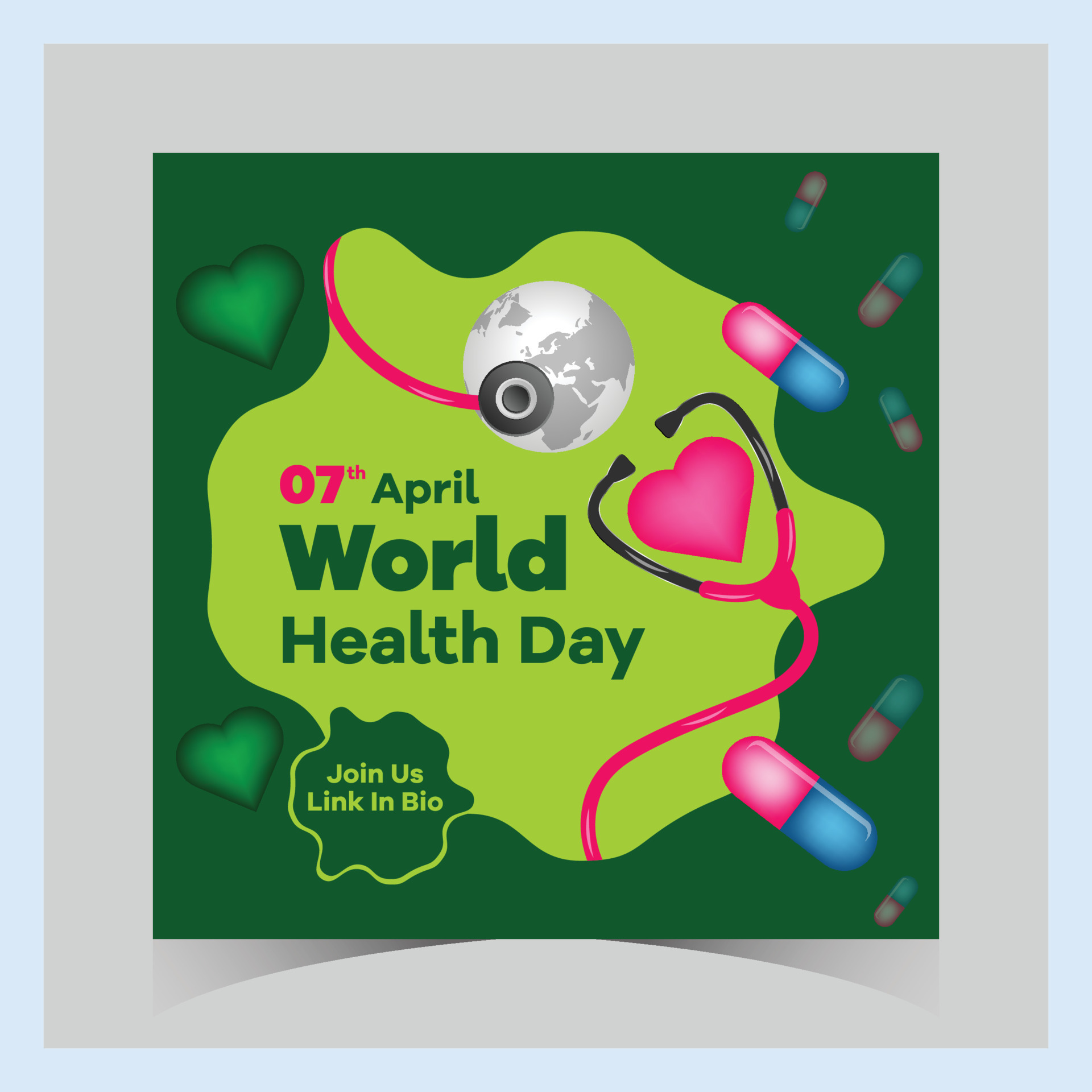 World health day posts concept, hospital health square social media ... World health day posts concept, hospital health square social media ...