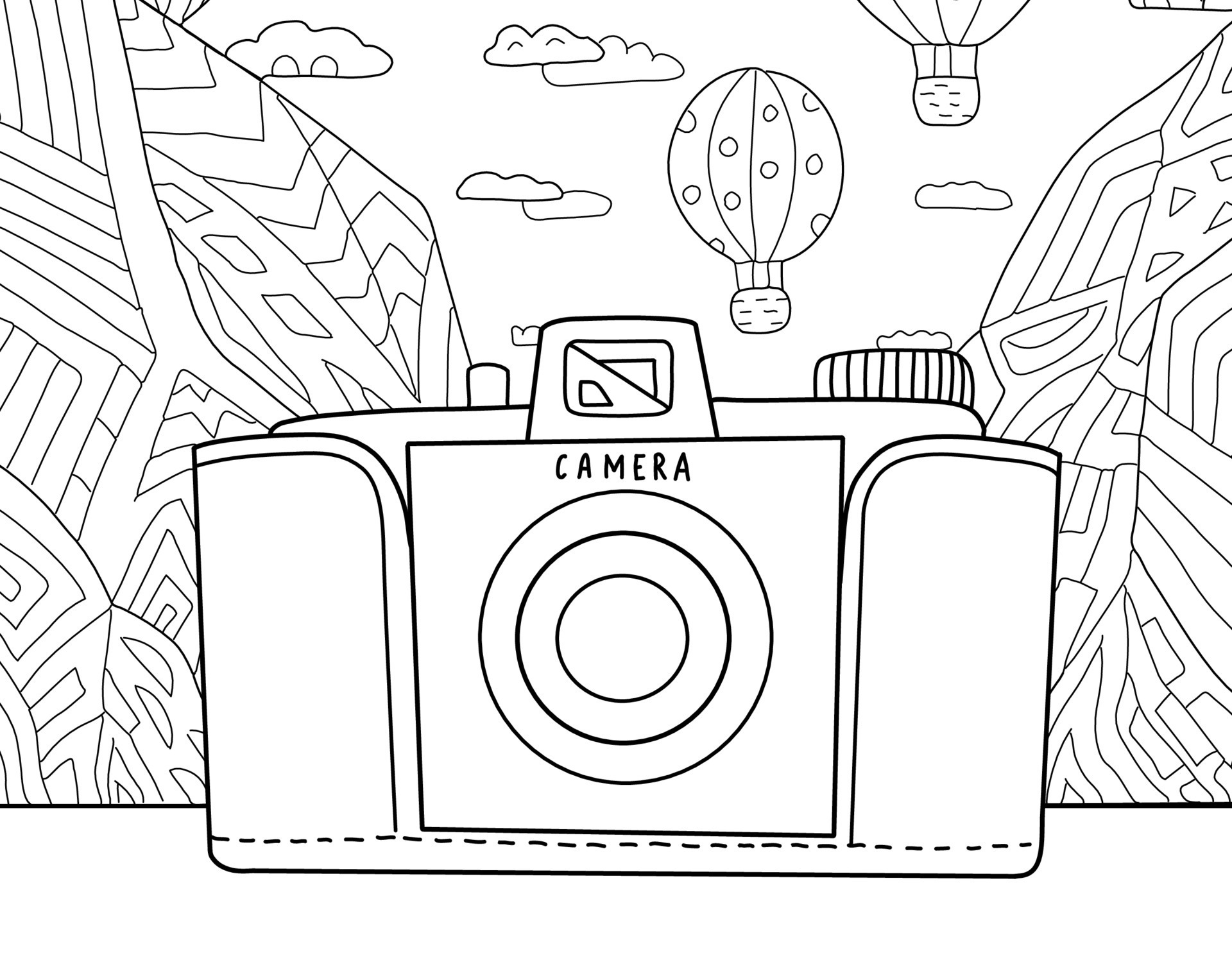 Coloring page for kids and adults. Hand drawn vintage objects ...