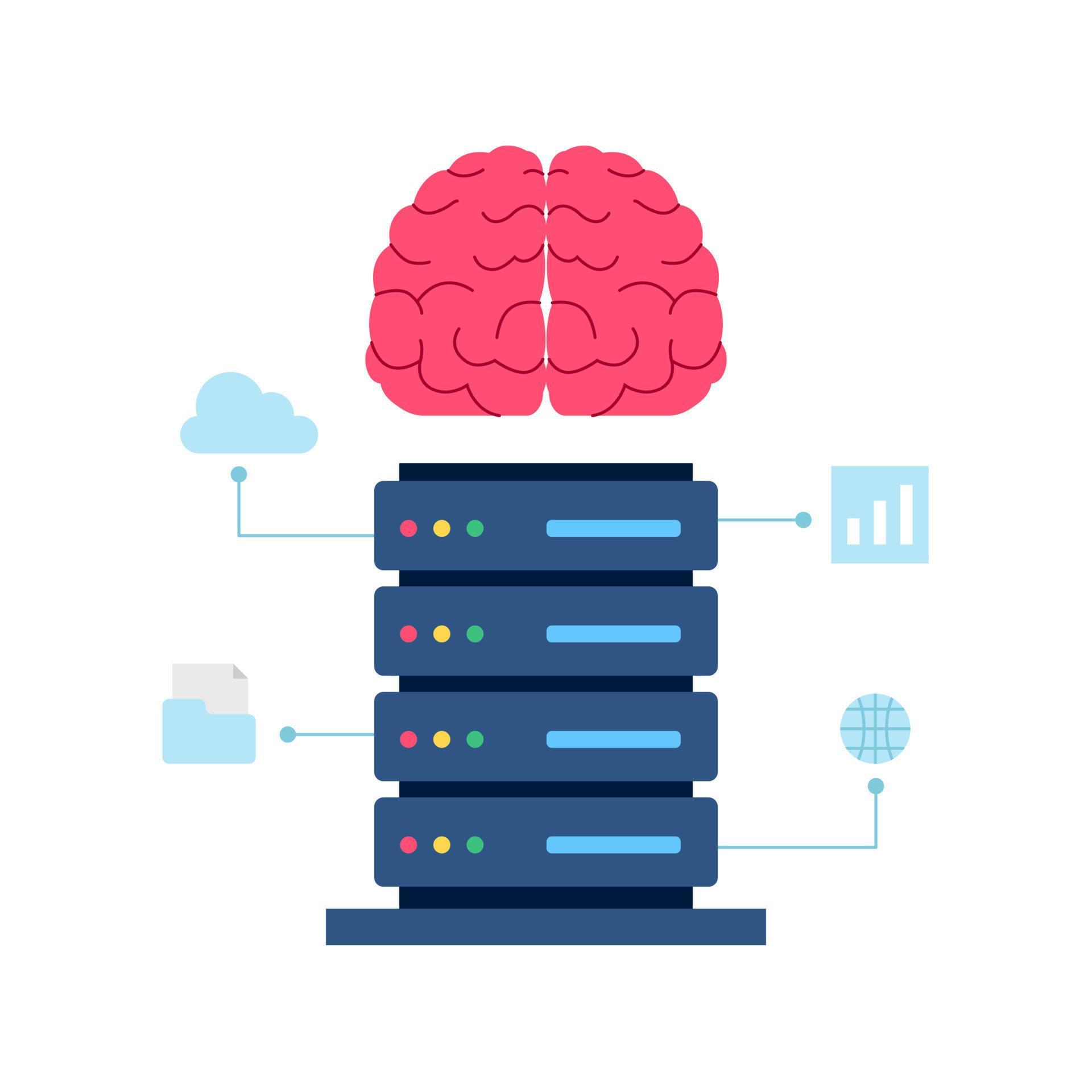 database center server artificial intelligence future technology big data thinking and analyze ...