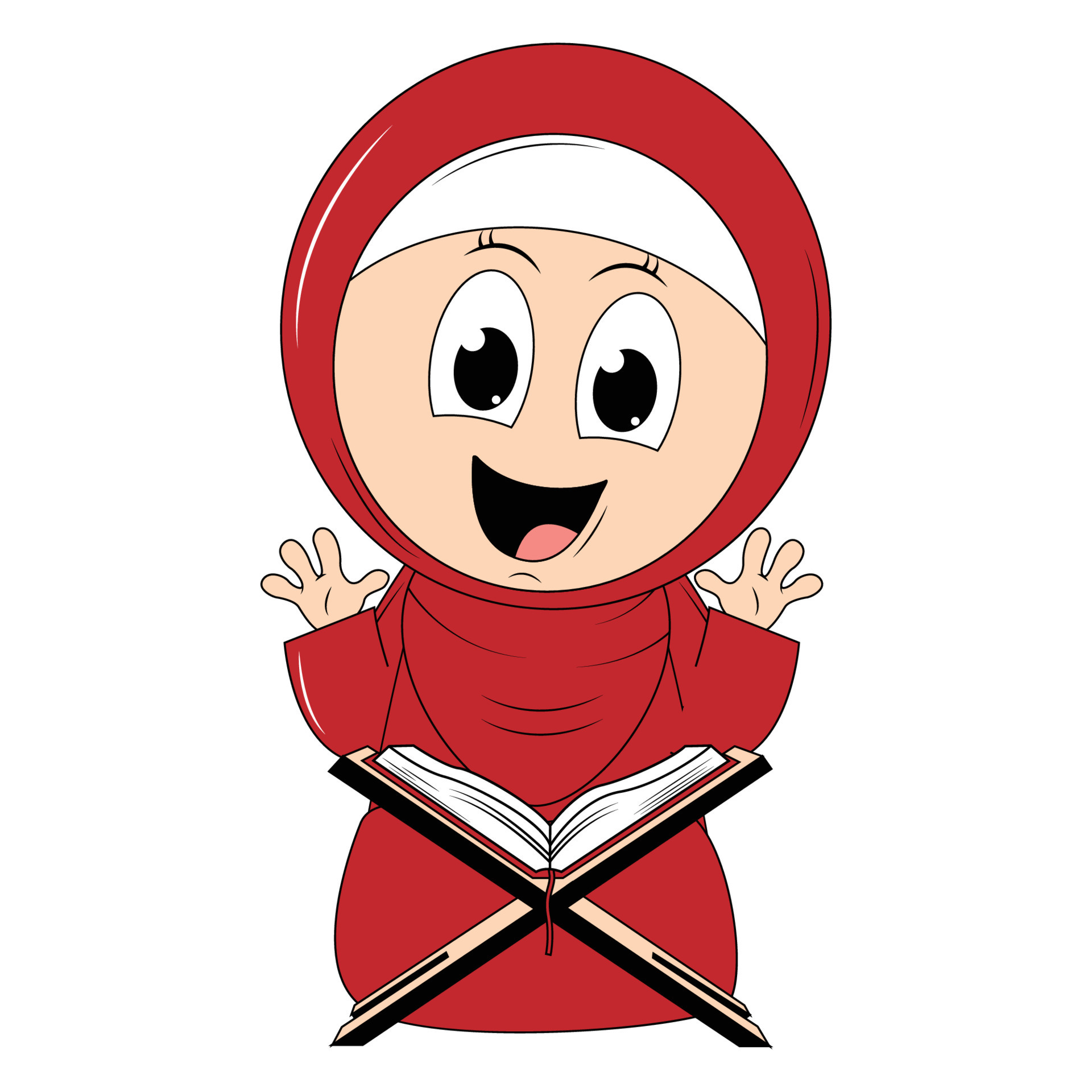 Cute Girl Hijab Cartoon Illustration 21882201 Vector Art At Vecteezy
