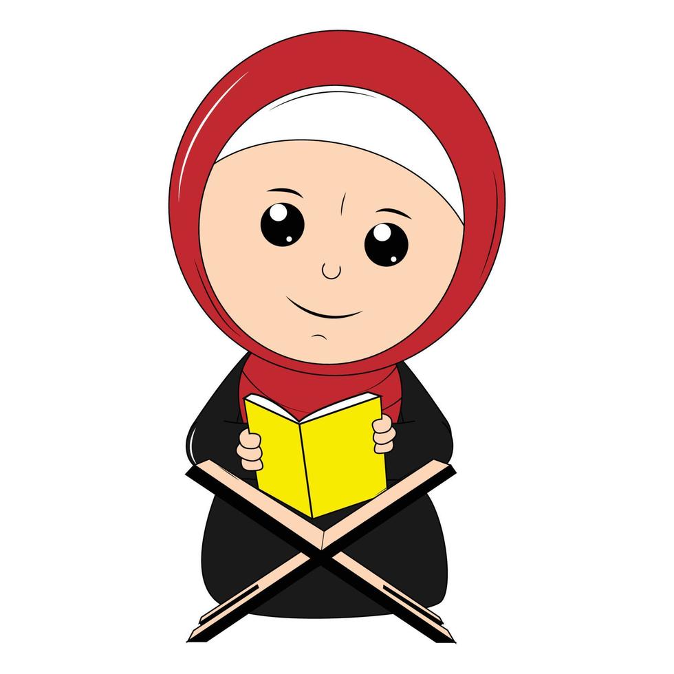 Cute Girl Hijab Cartoon Illustration 21882229 Vector Art At Vecteezy