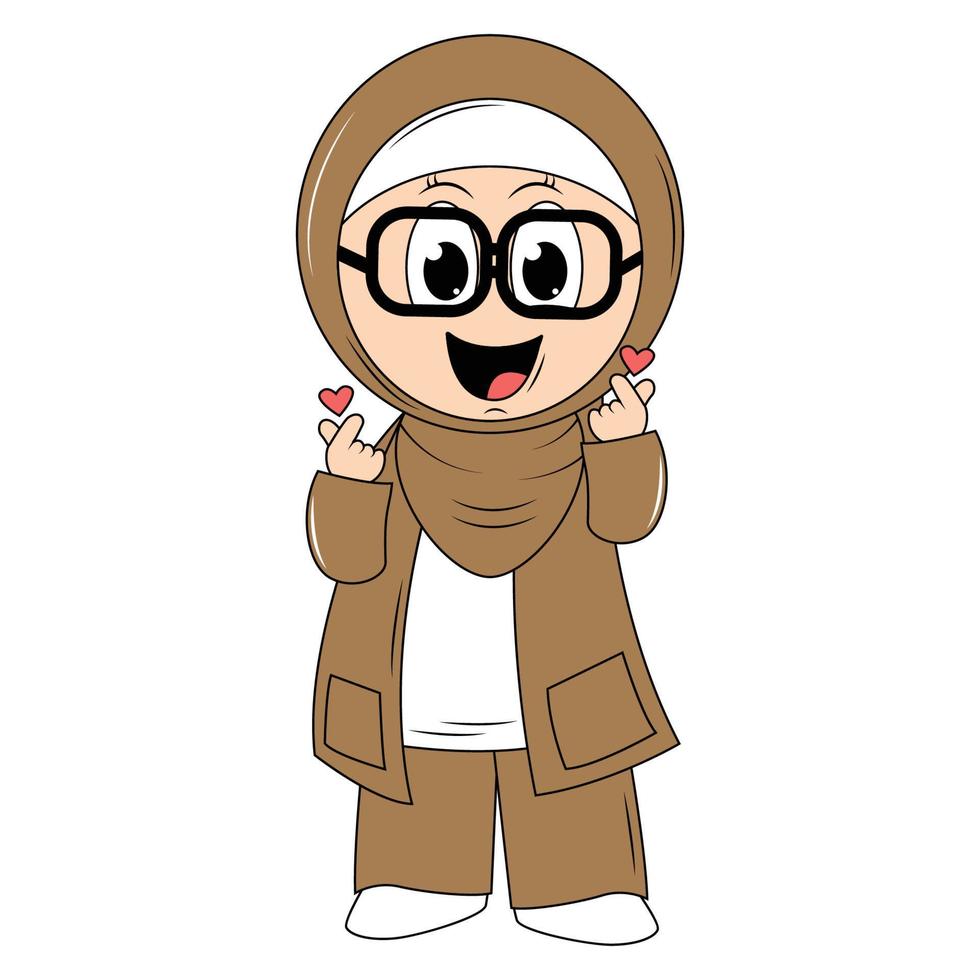 Cute Girl Hijab Cartoon Illustration 21882253 Vector Art At Vecteezy