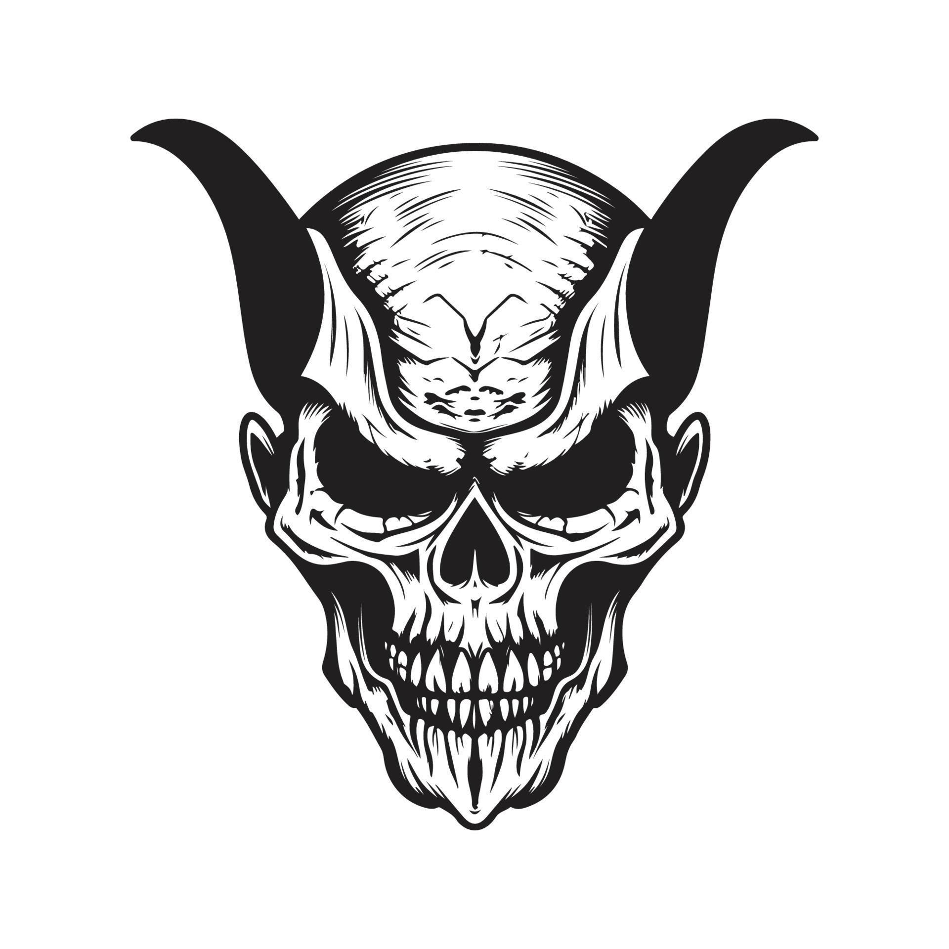 demon skull, vector concept digital art ,hand drawn illustration ... demon skull, vector concept digital art ,hand drawn illustration ...