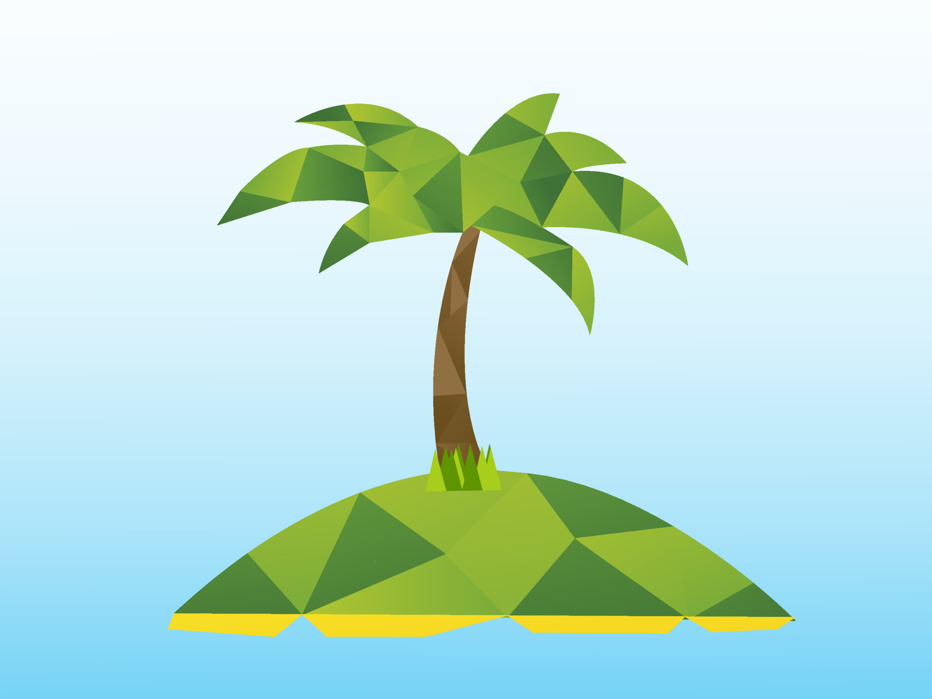 Low poly Palm tree island Sea beach tree Vector. 21890619 Vector Art at ...
