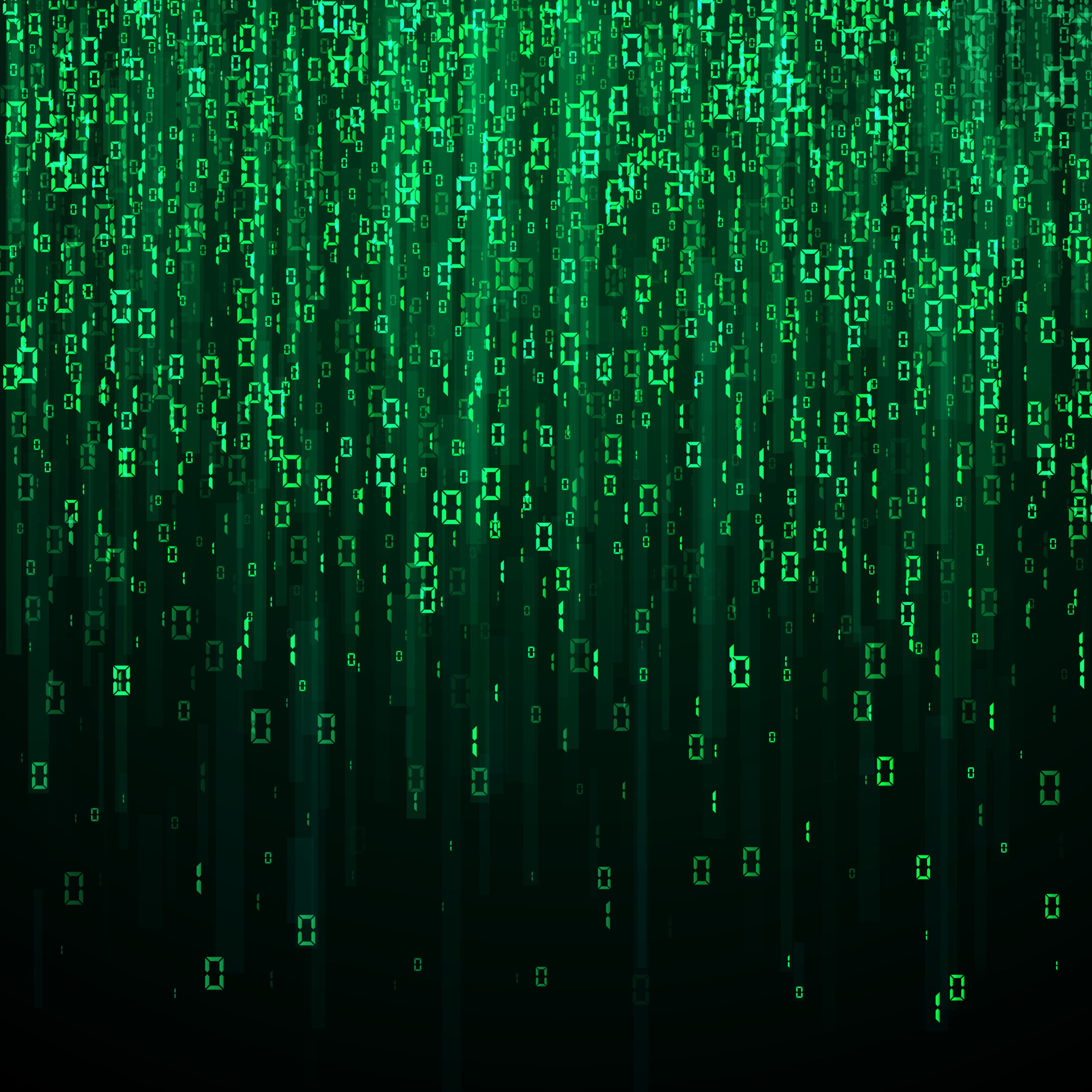 Random Binary Numbers Matrix Background In Green Colors Vector