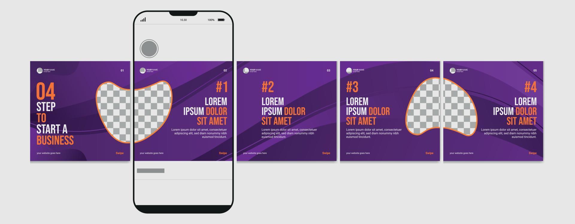 Set Of Carousel Post Editable Social Media Carousel Post Modern And Creative Business Carousel