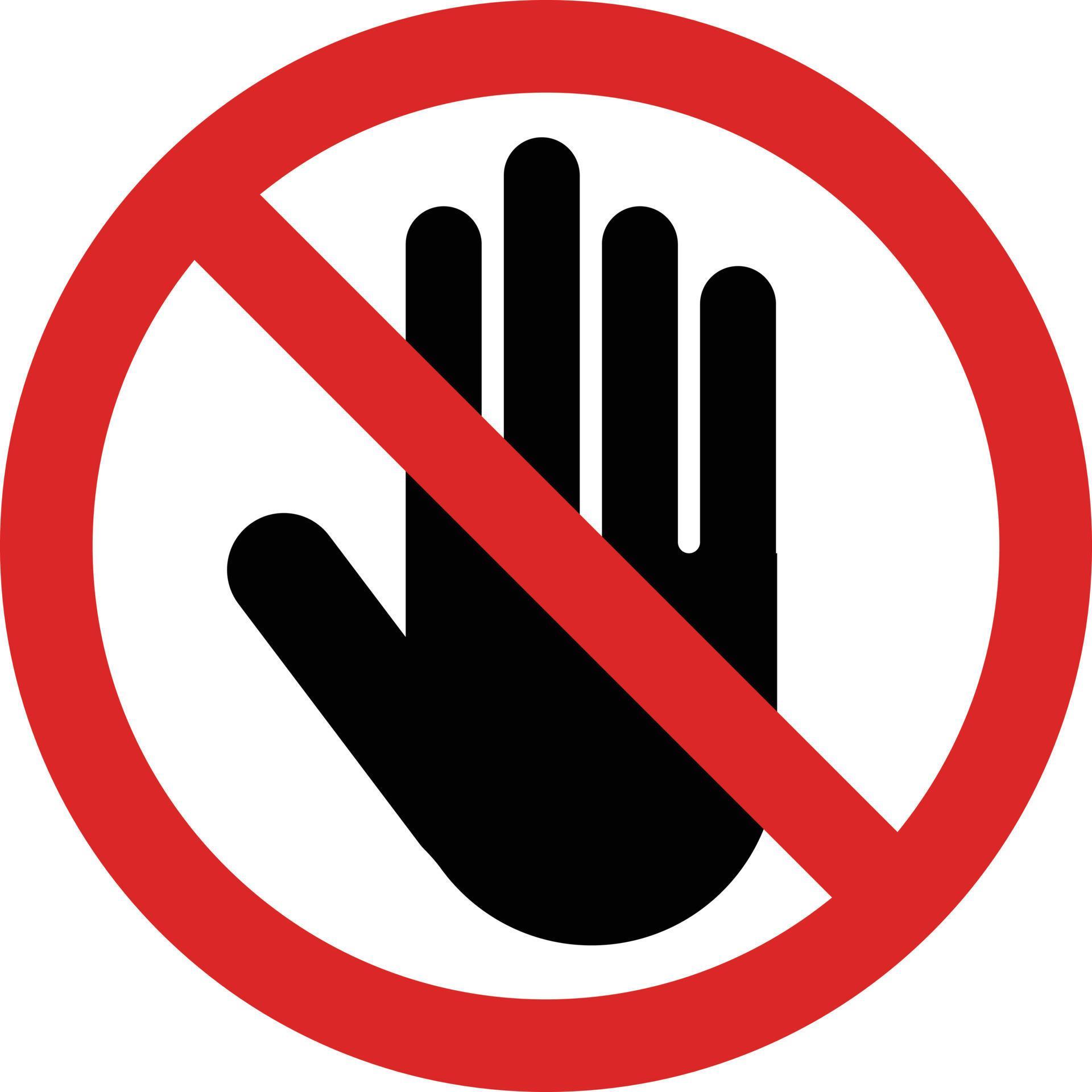 Stop hand icon . Hand forbidden sign, no entry, do not touch . Stop ... Stop hand icon . Hand forbidden sign, no entry, do not touch . Stop ...
