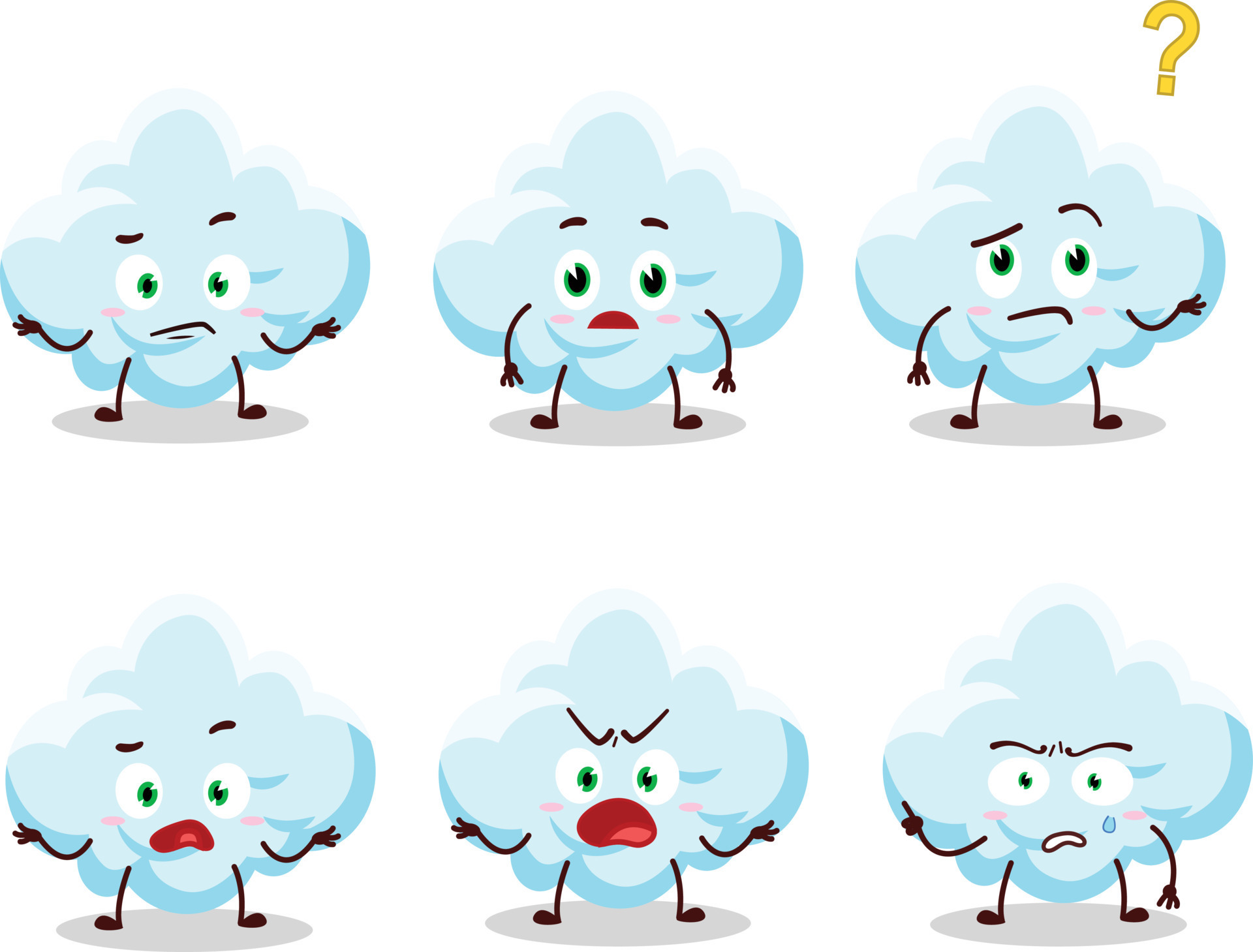 Cartoon character of cloud with what expression 21897867 Vector Art at ...