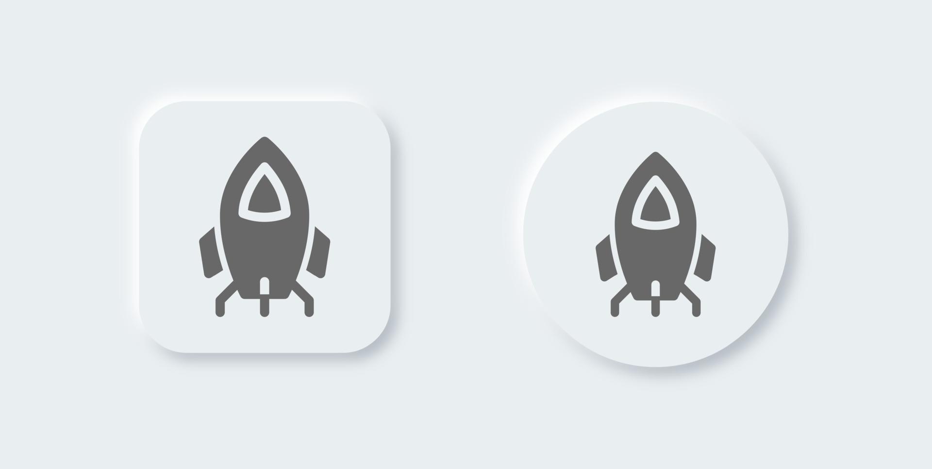 Rocket Solid Icon In Neomorphic Design Style Space Ship Signs Vector