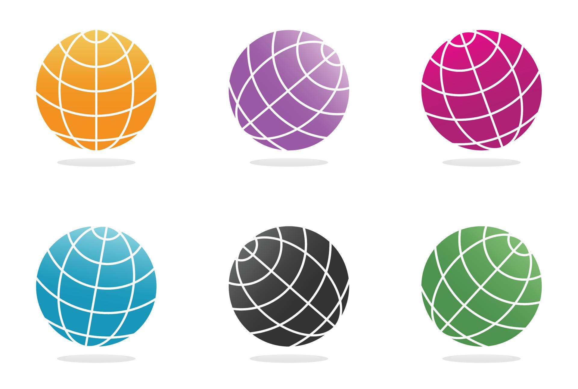 colorful globe icon set, flat design on white background. vector ...
