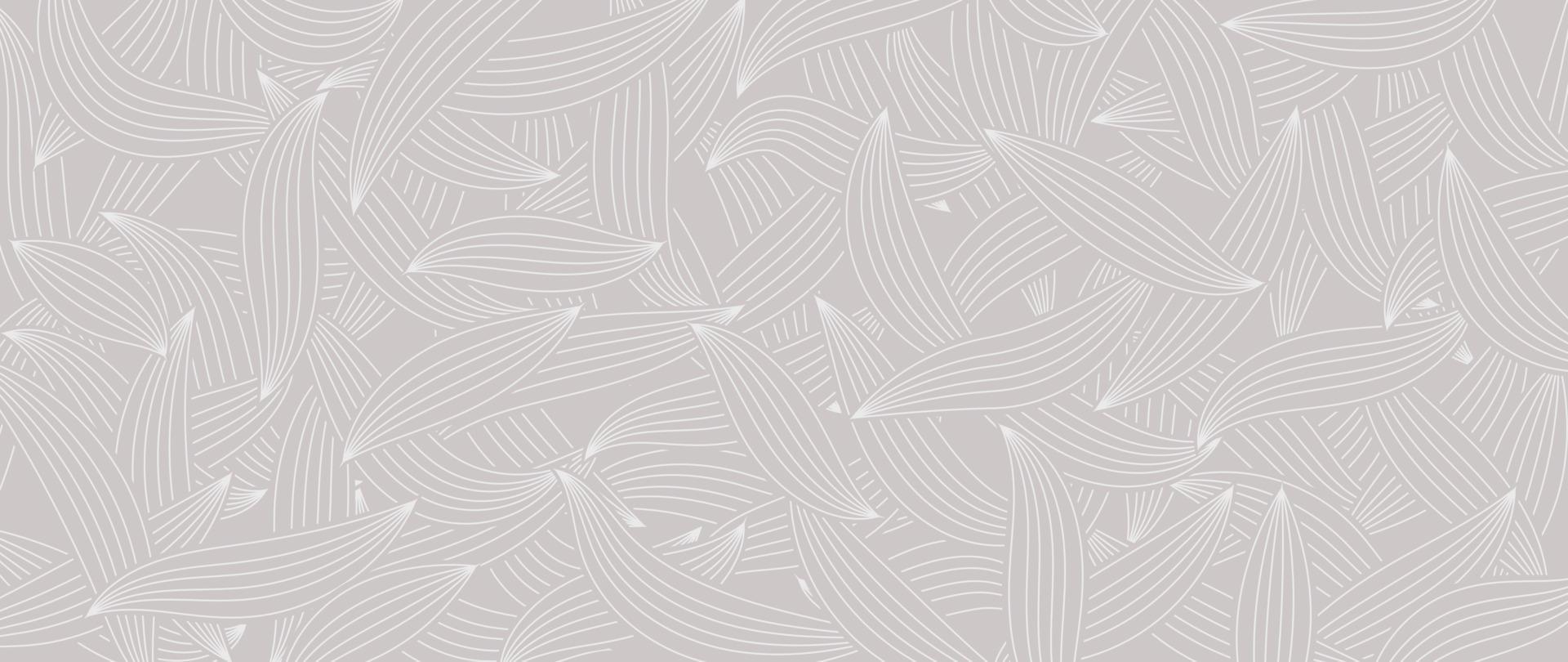 Abstract Leaf Line Background Vector Minimalist Pencil Hand Drawn Contour Doodle Scribble Curve