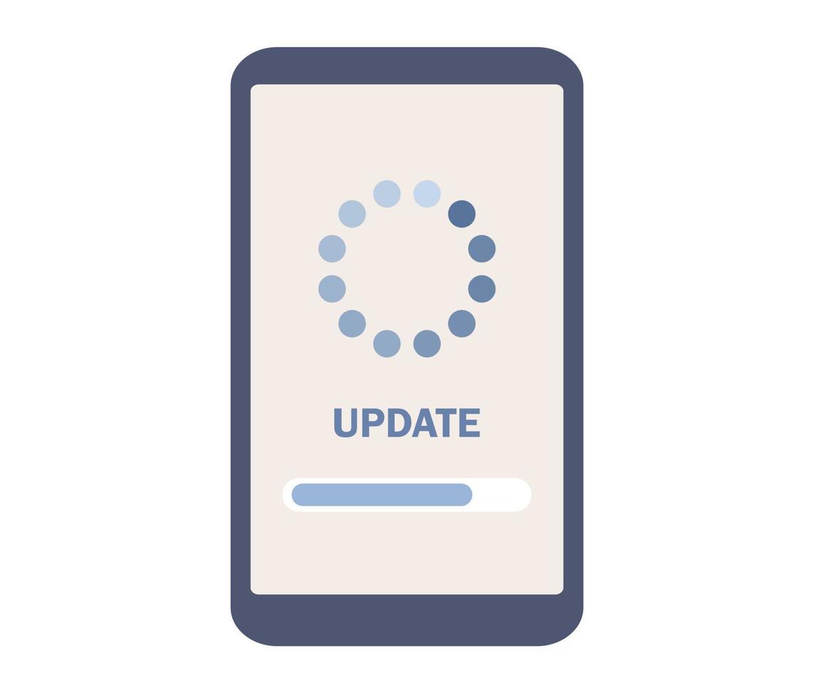 System update icon. Loading process on smartphone screen. Vector flat ...