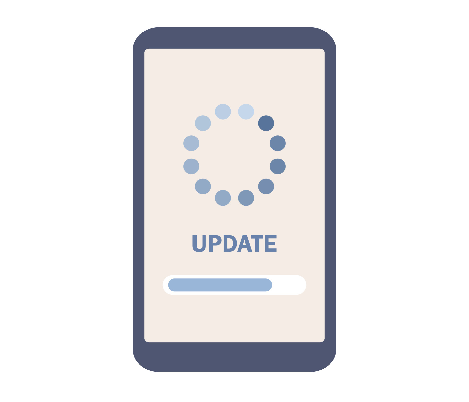 System update icon. Loading process on smartphone screen. Vector flat ...