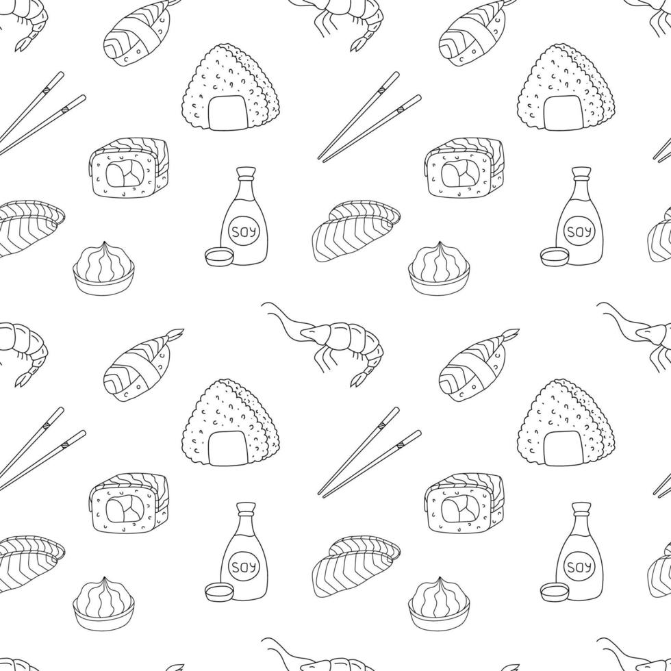 Hand drawn seamless pattern sushi, rolls. 21908312 Vector Art at Vecteezy Hand drawn seamless pattern sushi, rolls. 21908312 Vector Art at Vecteezy