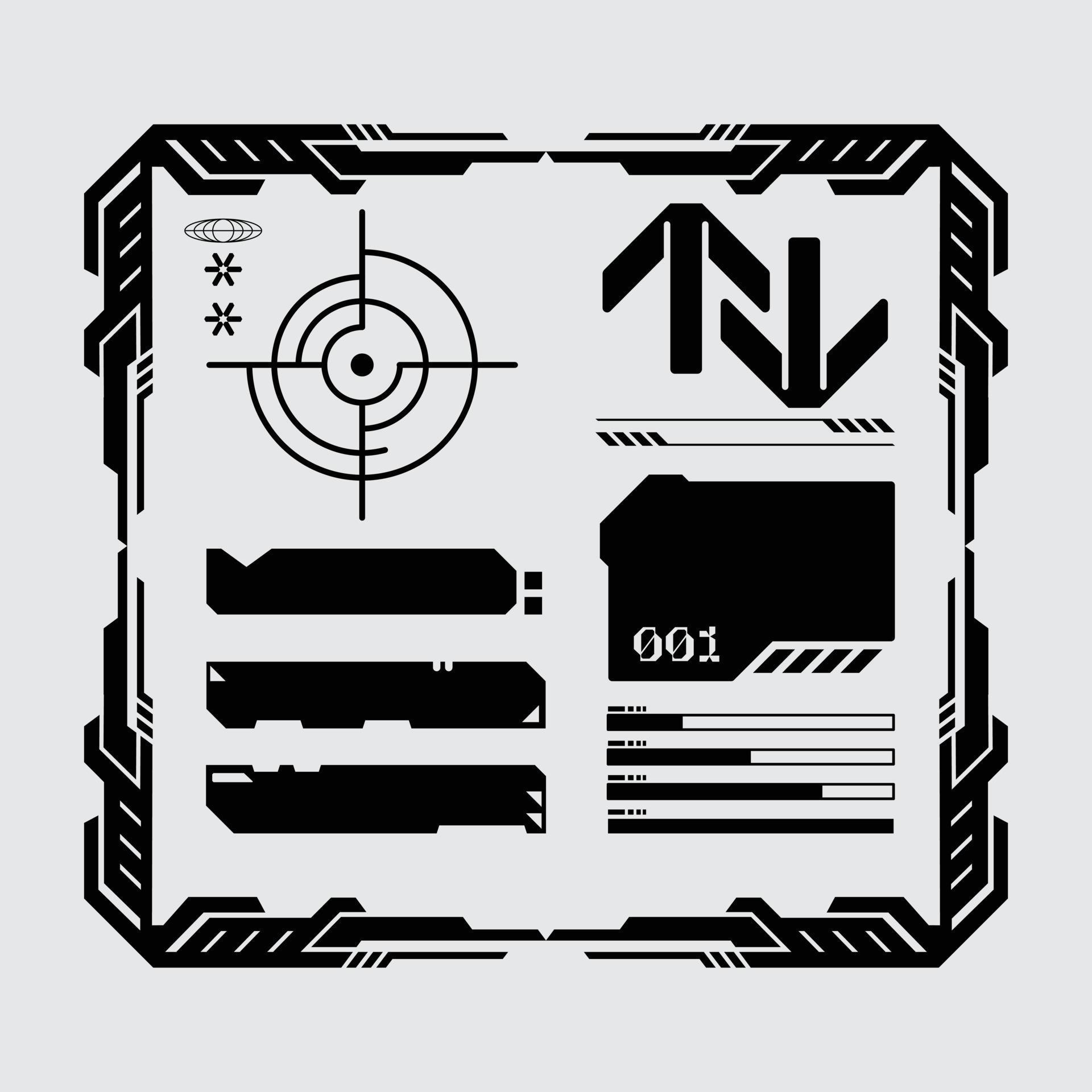HUD futuristic frame border game swag elements pack panel cyber sci-fi, icon symbol cyberpunk ...
