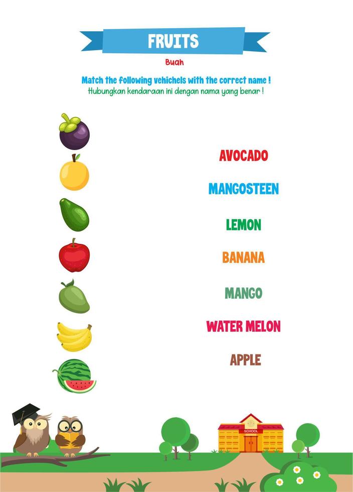 Learning names of fruits for kids with cute pictures 21913979 Vector ...