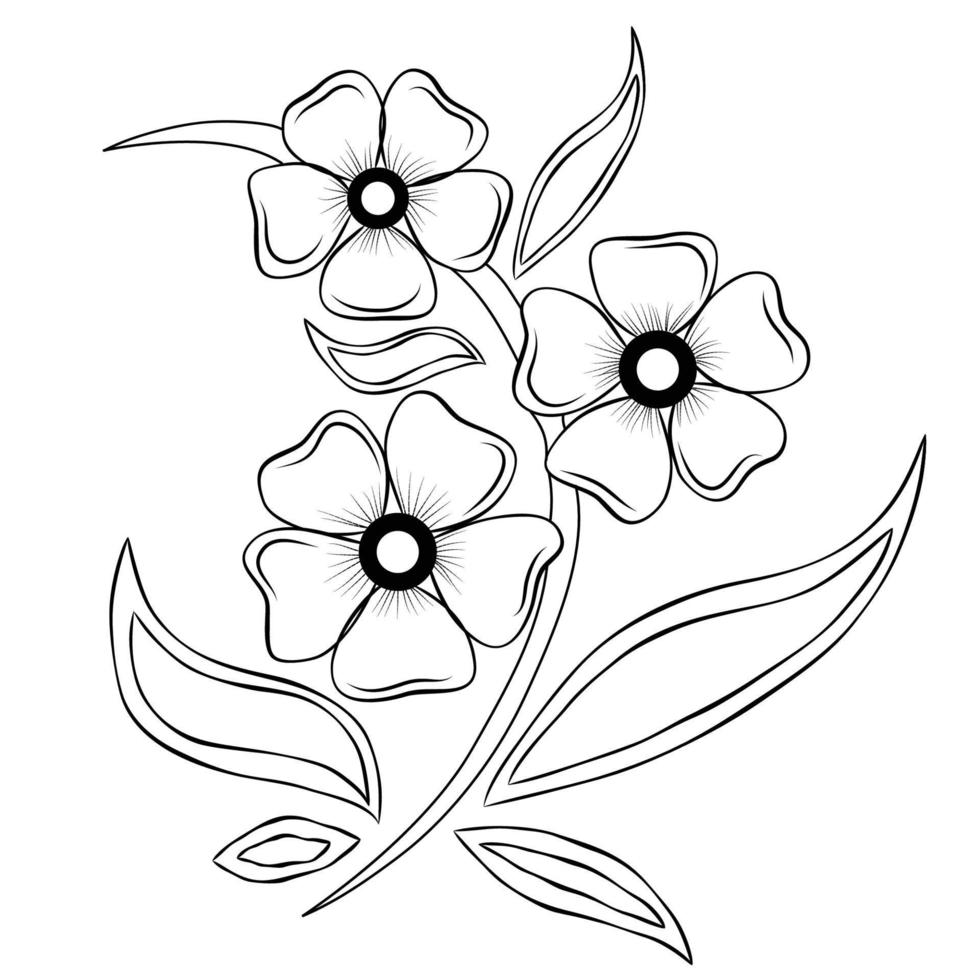 Free Vector line art and hand drawing flower art black and white flat ...