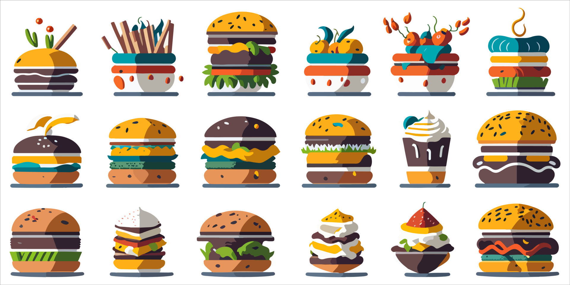 Vector Graphics of Iconic Fast Food Burgers. 21917248 Vector Art at ...