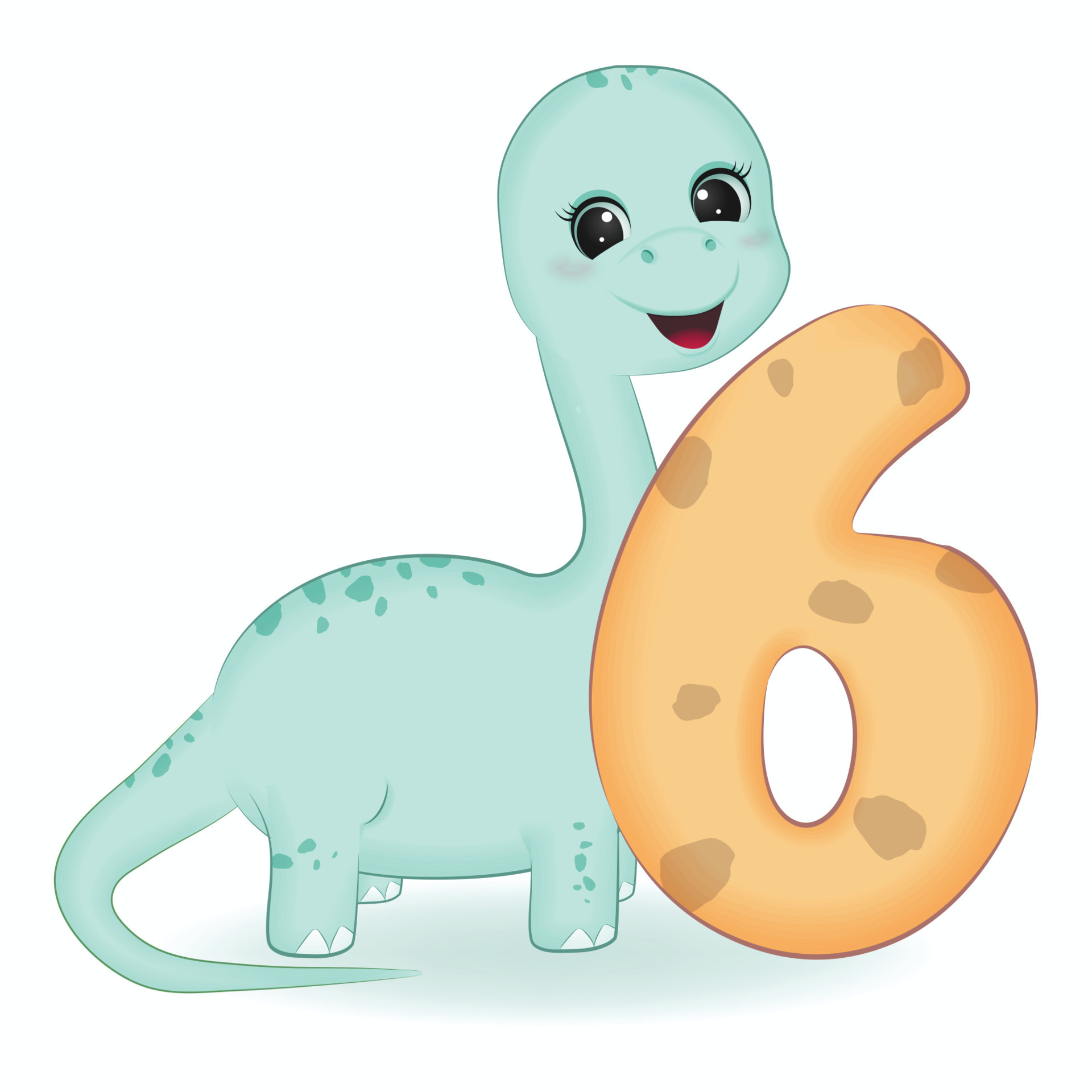 Cute Dinosaur with number 6, cartoon illustration 21920556 Vector Art at Vecteezy