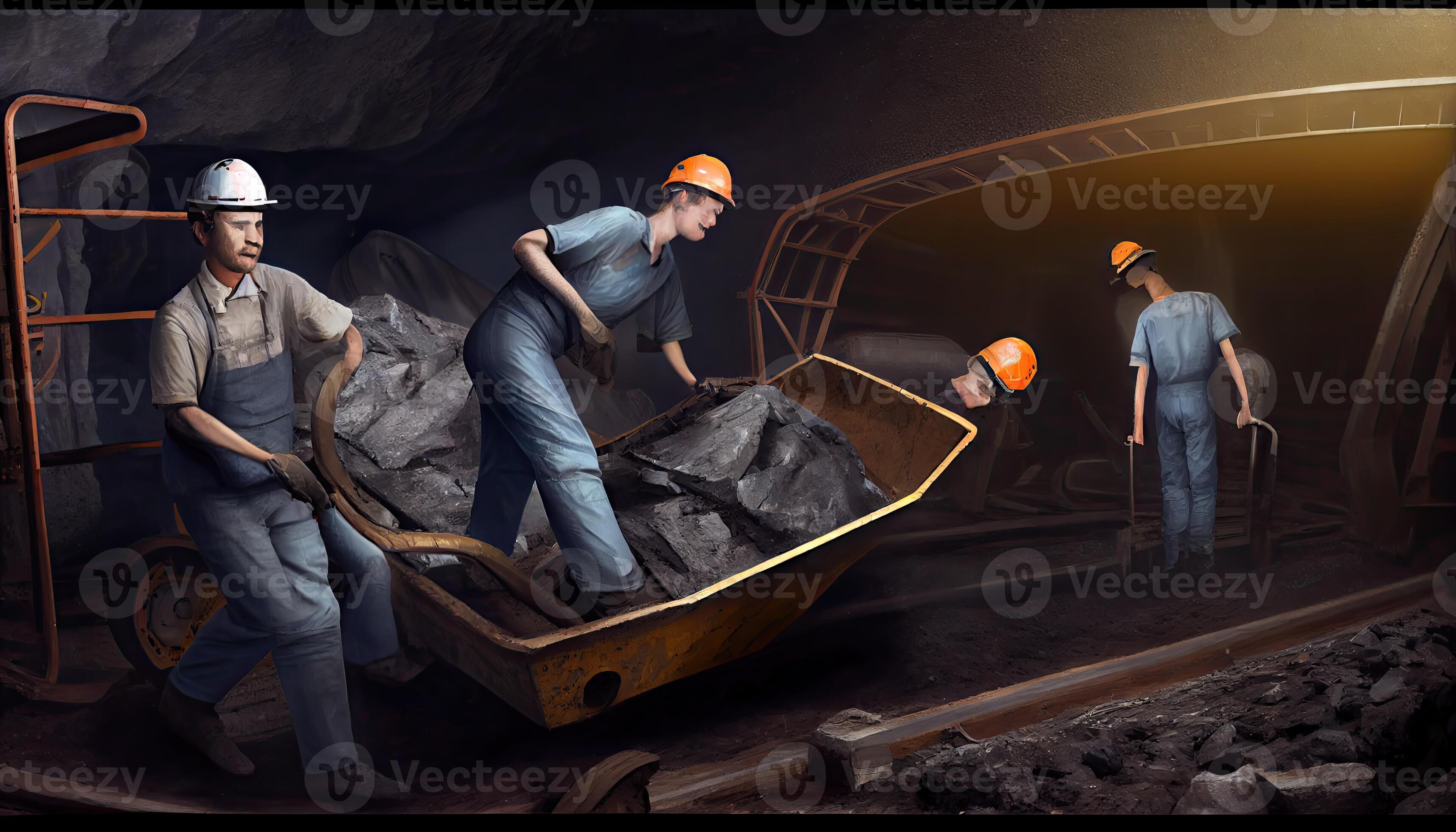 Underground Mining Coal Mining In Mine Miner In Underground Mine On