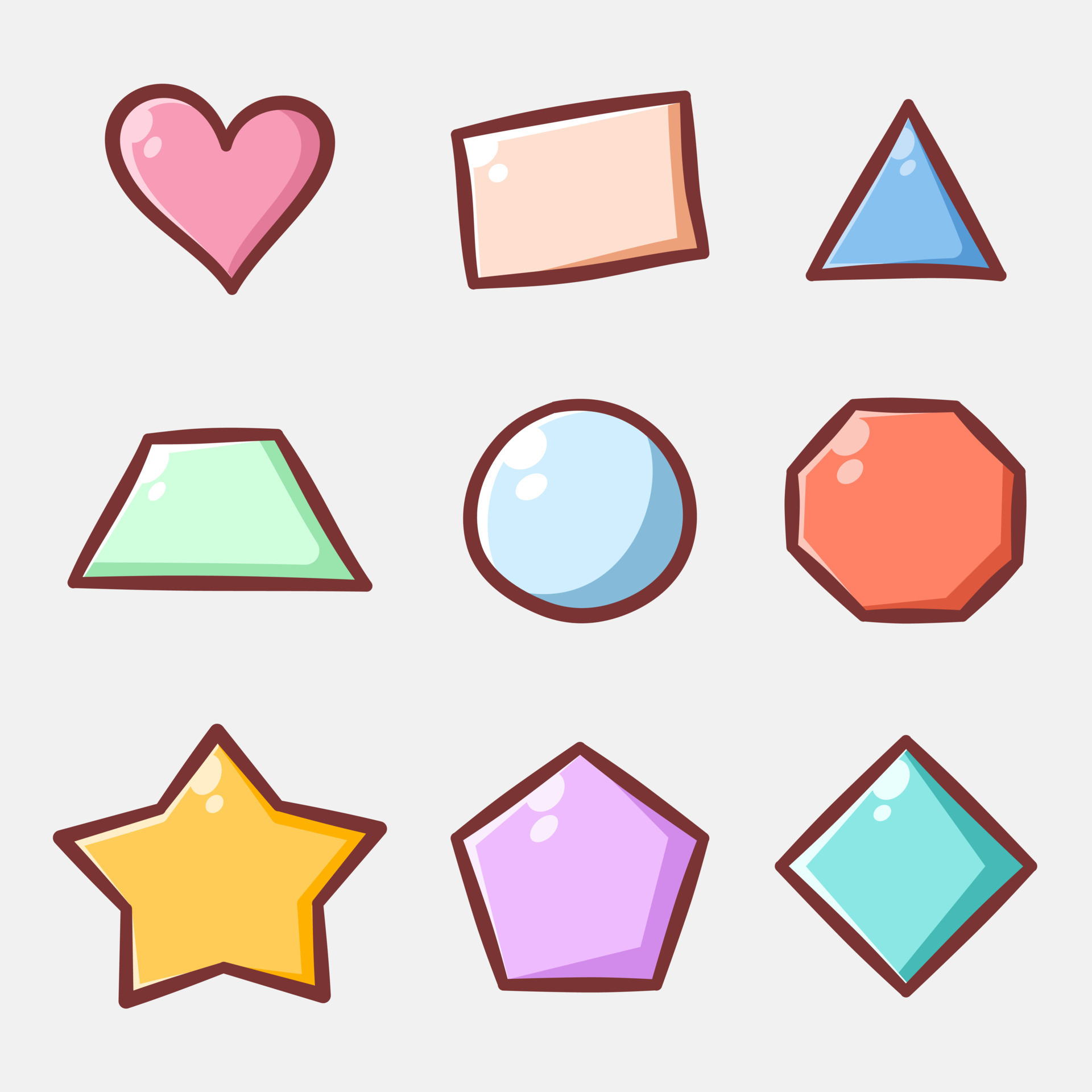 Set of hand drawn basic shapes with cartoon style 21921535 Vector Art ...