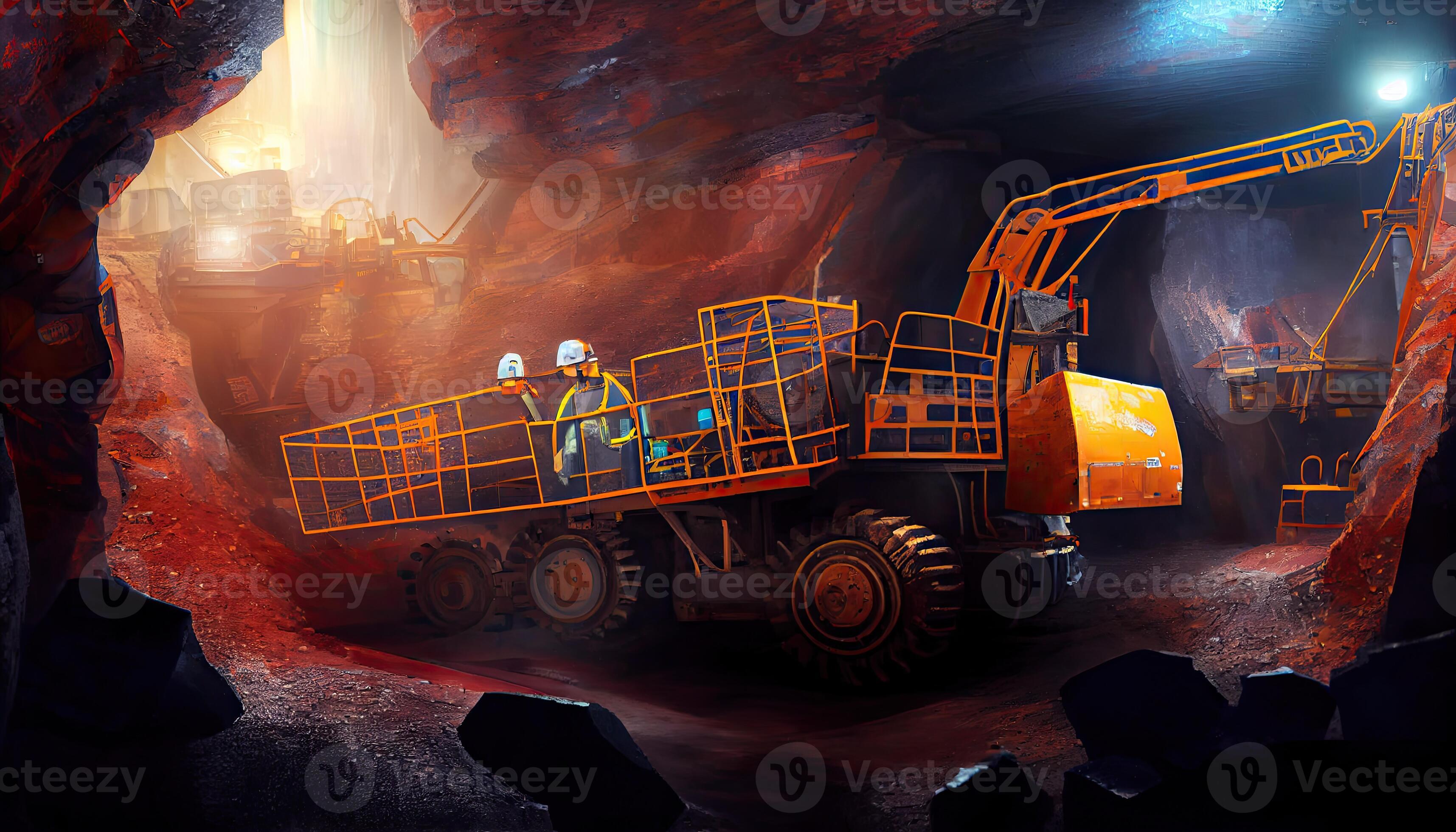 Underground Mining Coal Mining In Mine Miner In Underground Mine On