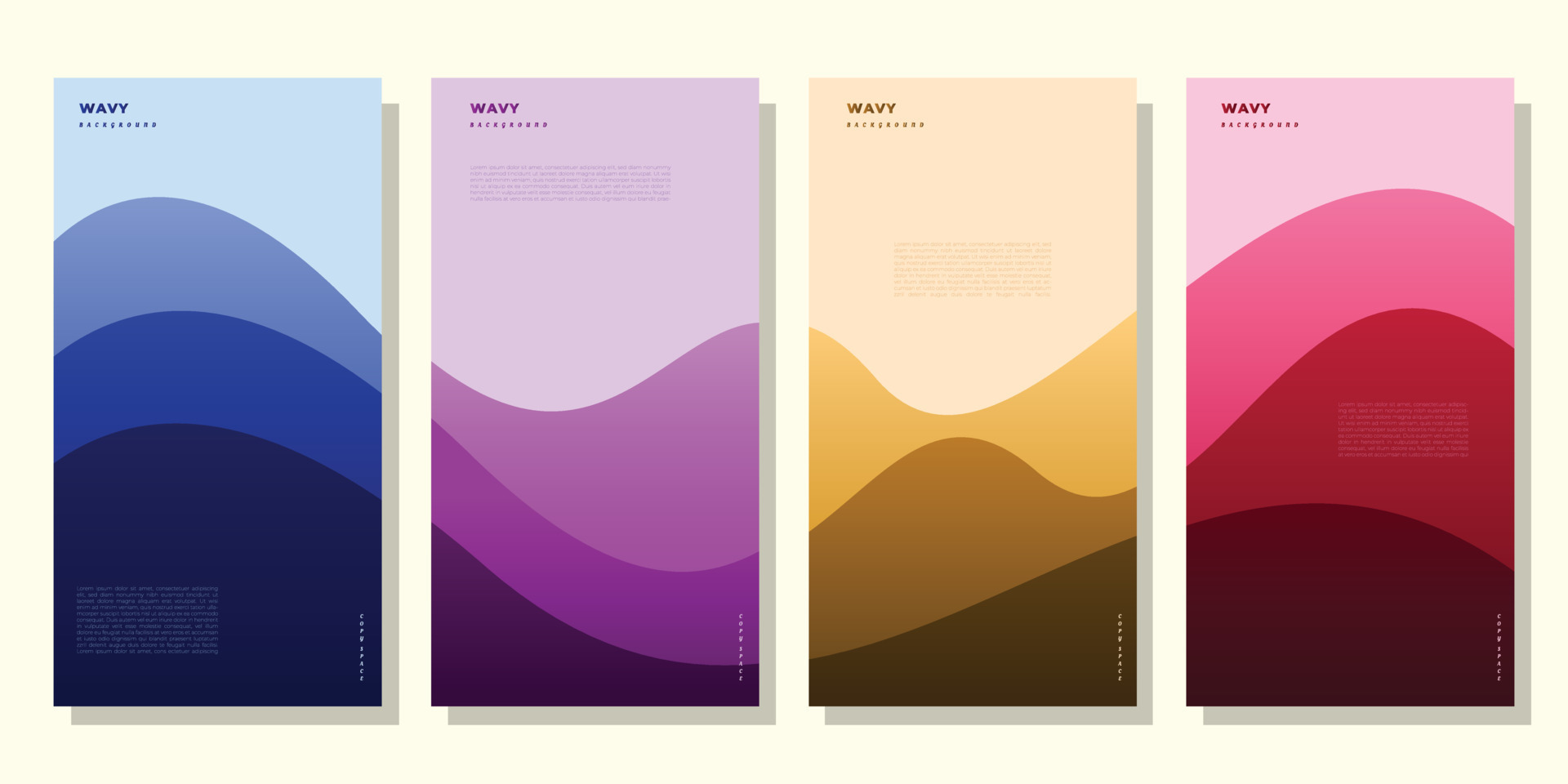 Colorful Wavy Background Template Set Copy Space For Poster Banner Leaflet Flyer Or Brochure