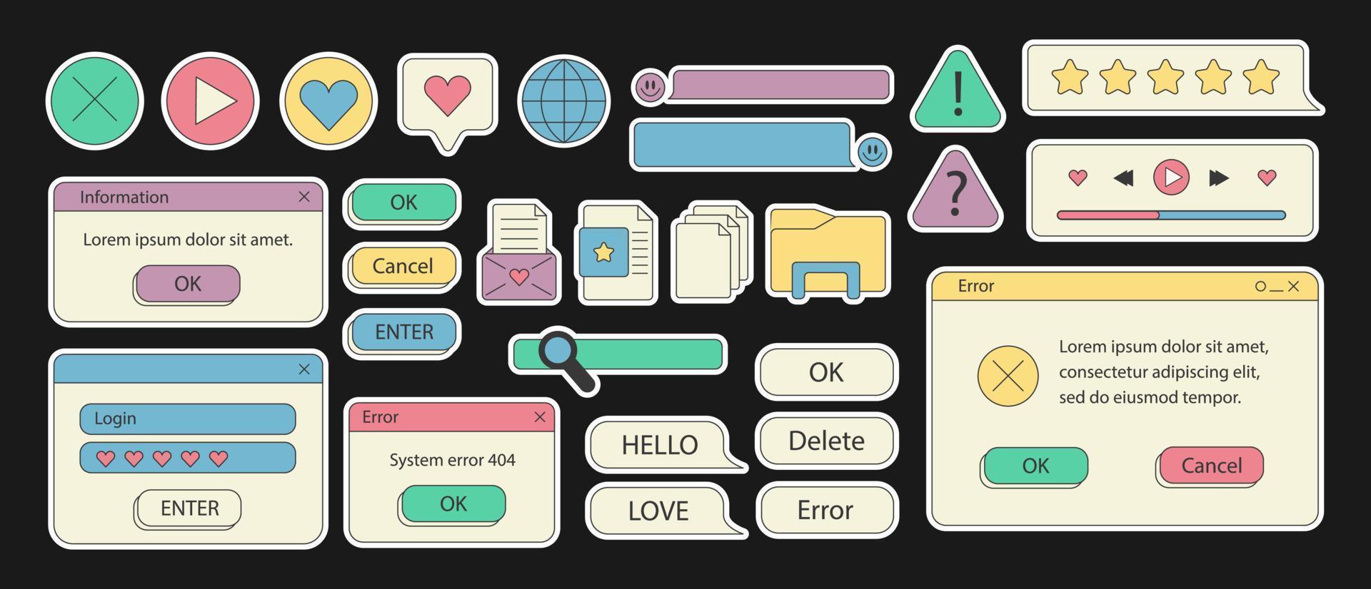 90s Retro Vaporwave Old Desktop User Interface Elements Cute Nostalgic
