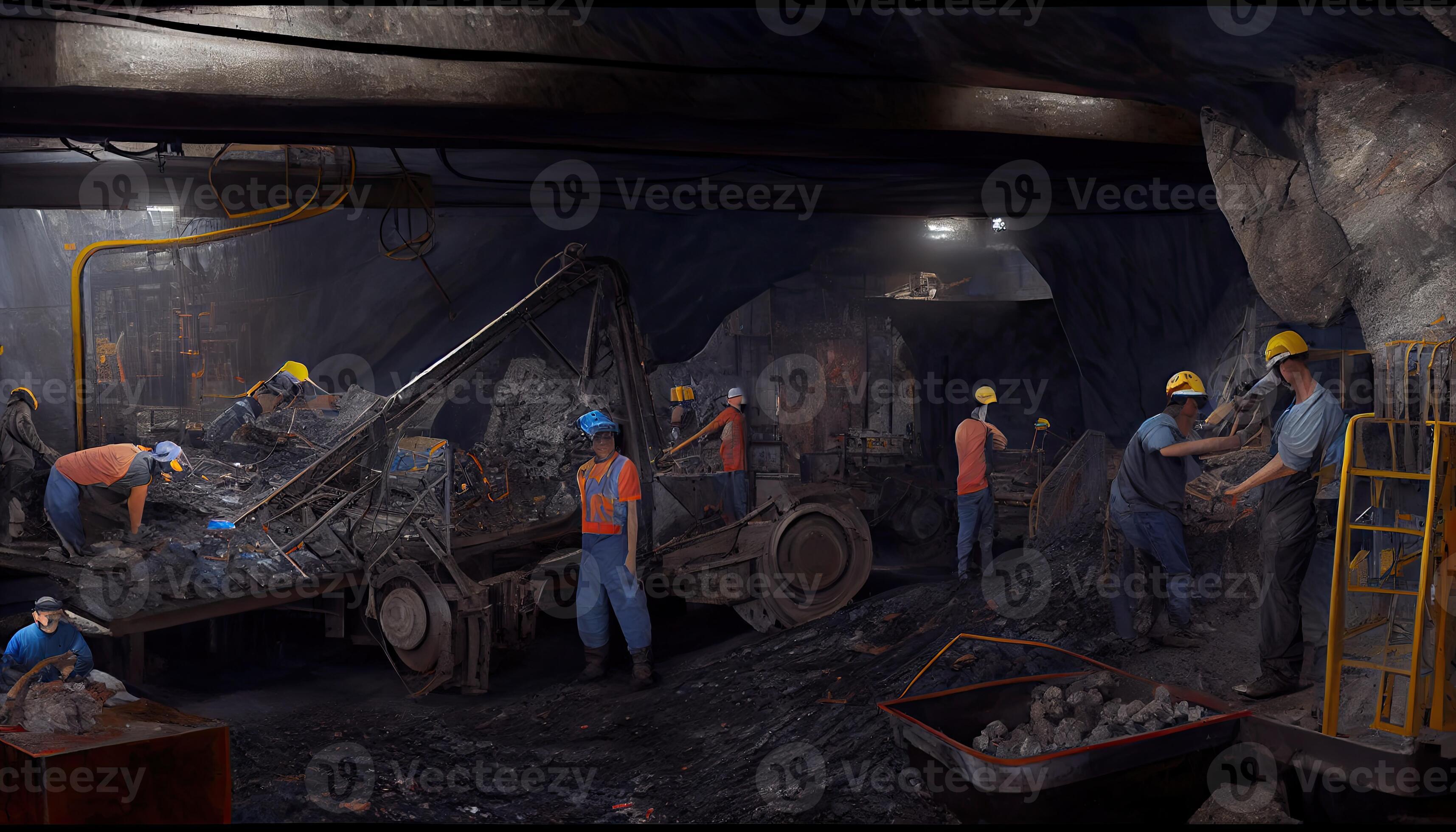 Underground Mining Coal Mining In Mine Miner In Underground Mine On