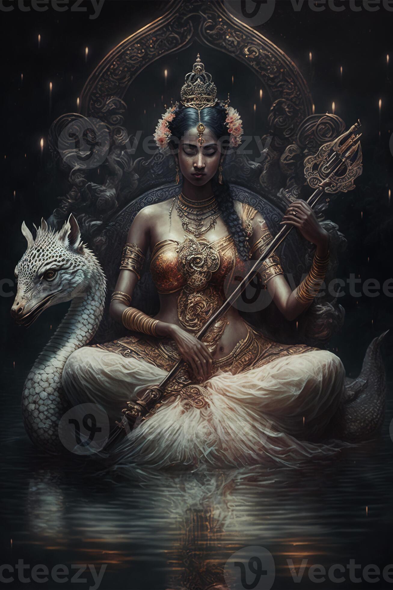 goddess saraswati digital art cosmic glowing image Generative AI ... goddess saraswati digital art cosmic glowing image Generative AI ...