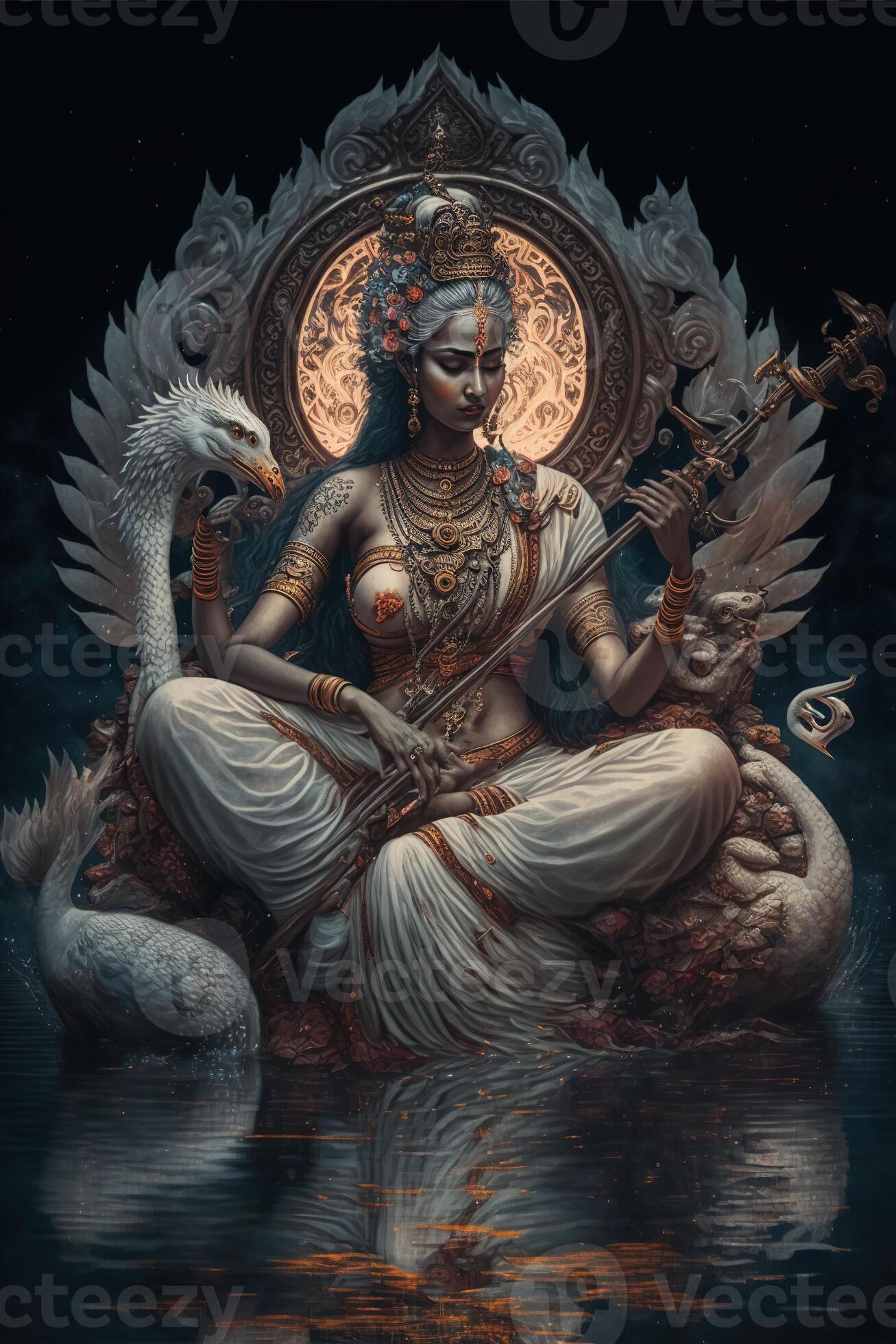 goddess saraswati digital art cosmic glowing image Generative AI ... goddess saraswati digital art cosmic glowing image Generative AI ...