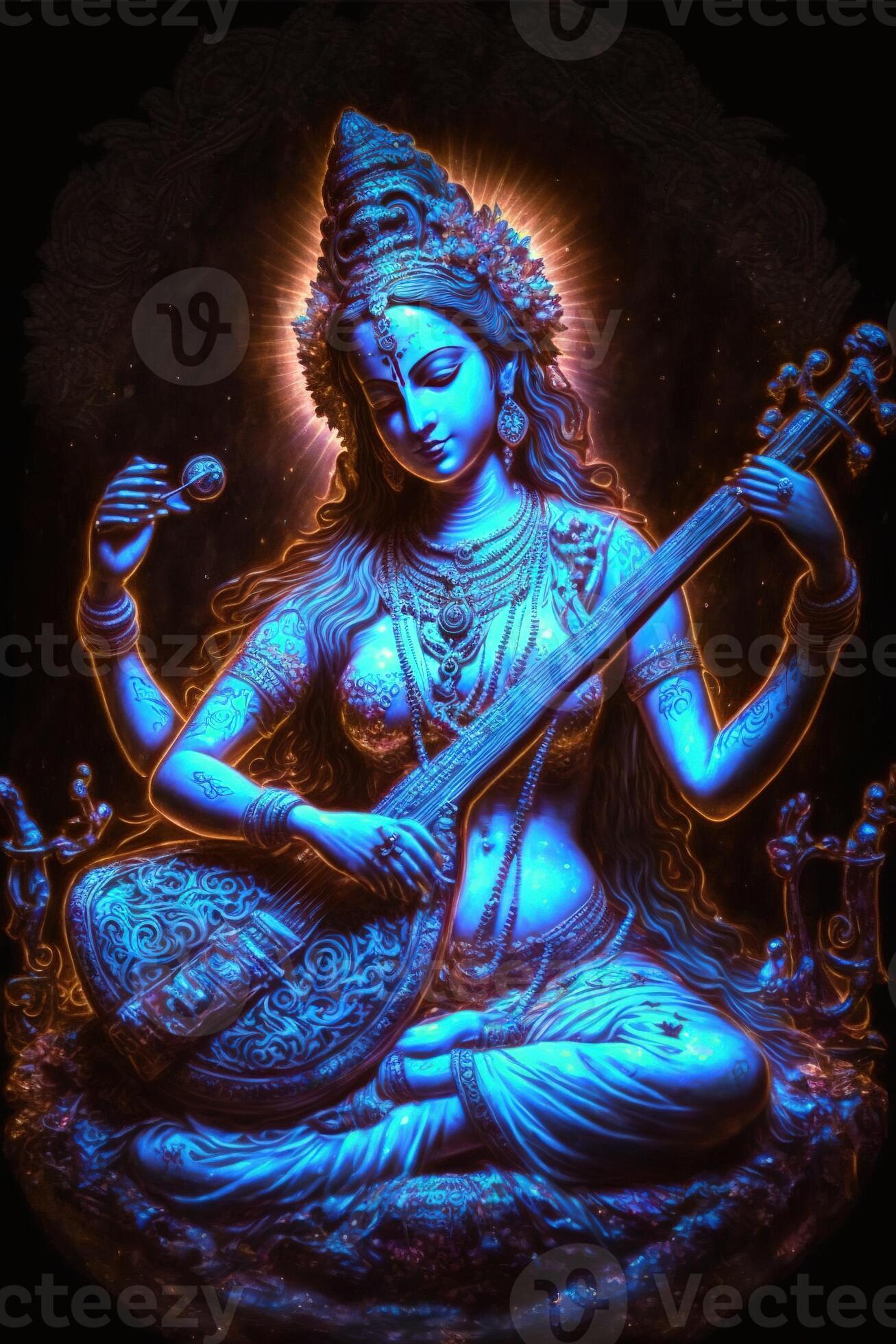 goddess saraswati digital art cosmic glowing image Generative AI ... goddess saraswati digital art cosmic glowing image Generative AI ...