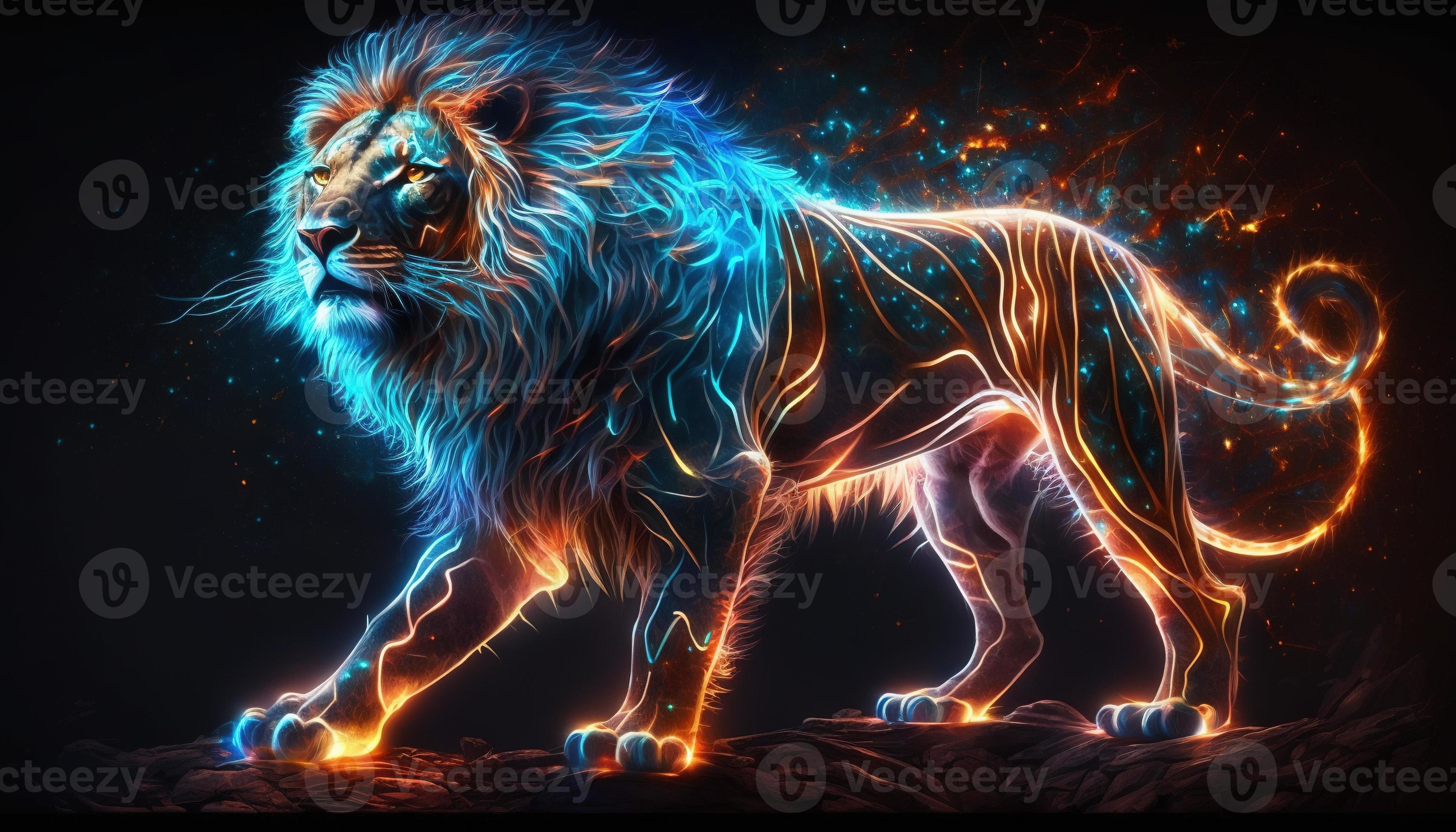 Leo Zodiac Sign Magical Neon Energy Glowing Generative Art 21924726
