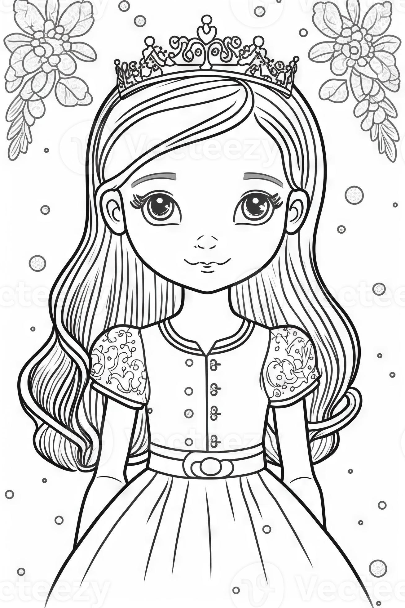 Princess Coloring Page For Adults Simple Cute Generative Art 21924759