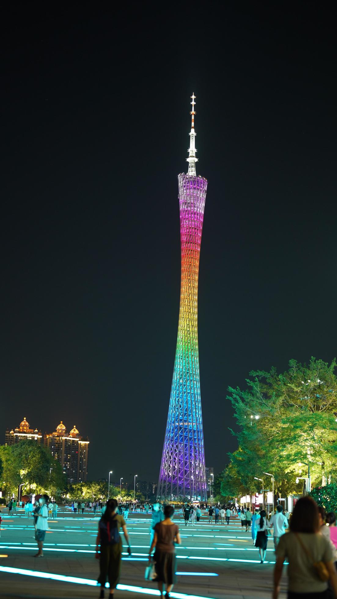 Guangzhou City, Guangdong Province, China, 2022 - The beautiful and tall tower view with the ...