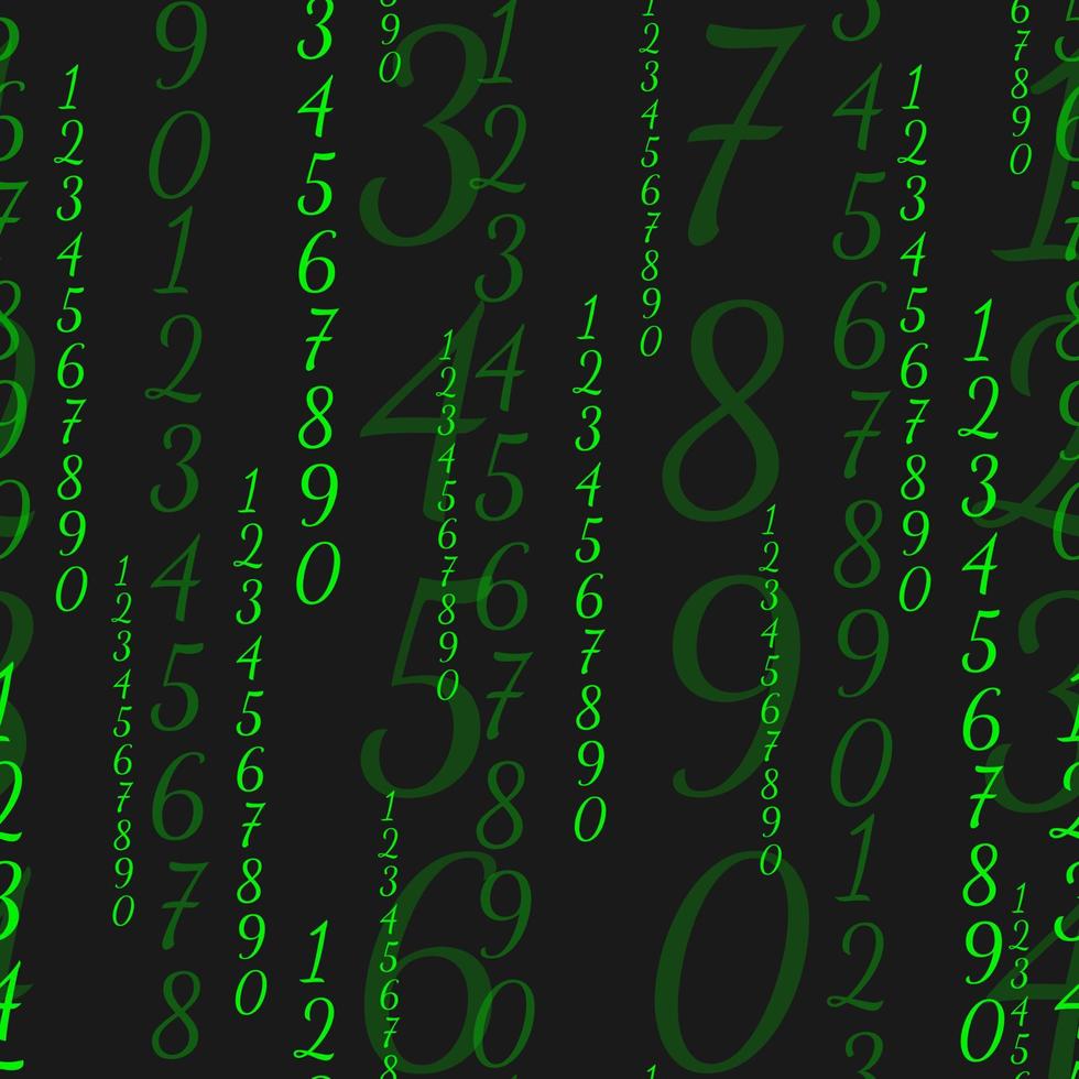 Abstract seamless pattern with neon colored numbers on black background ...