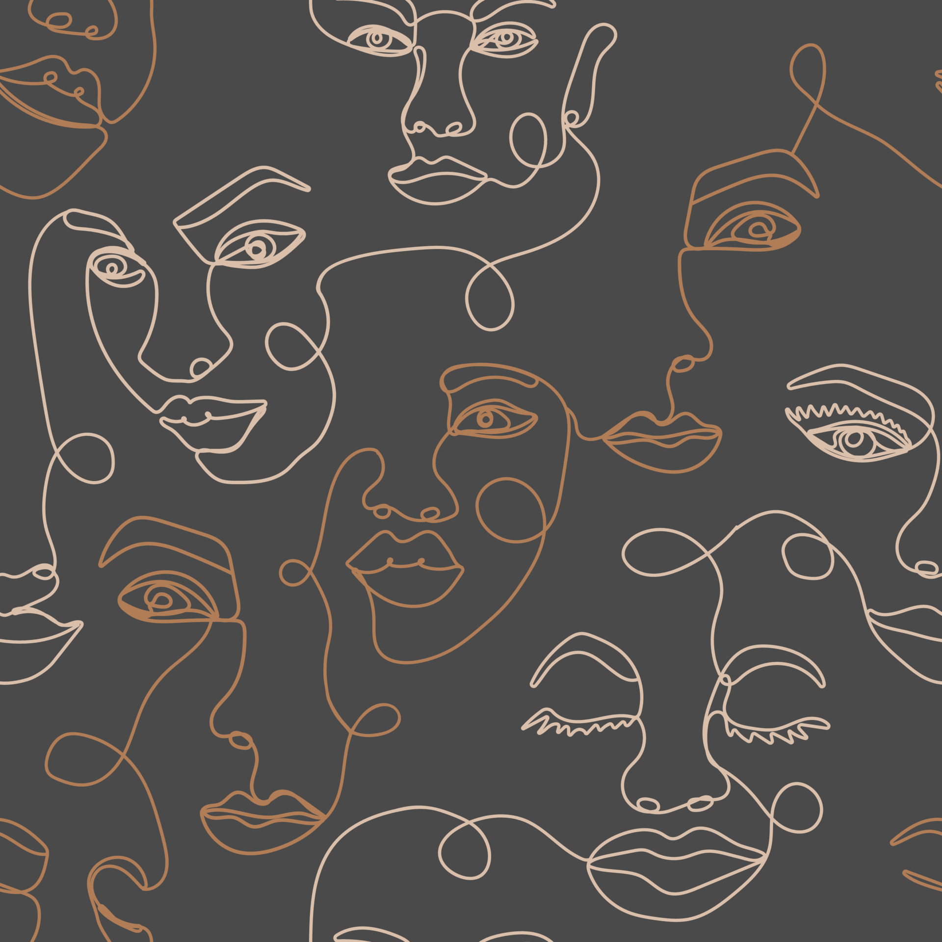 Abstract one line seamless pattern. Continuous one line art background ...